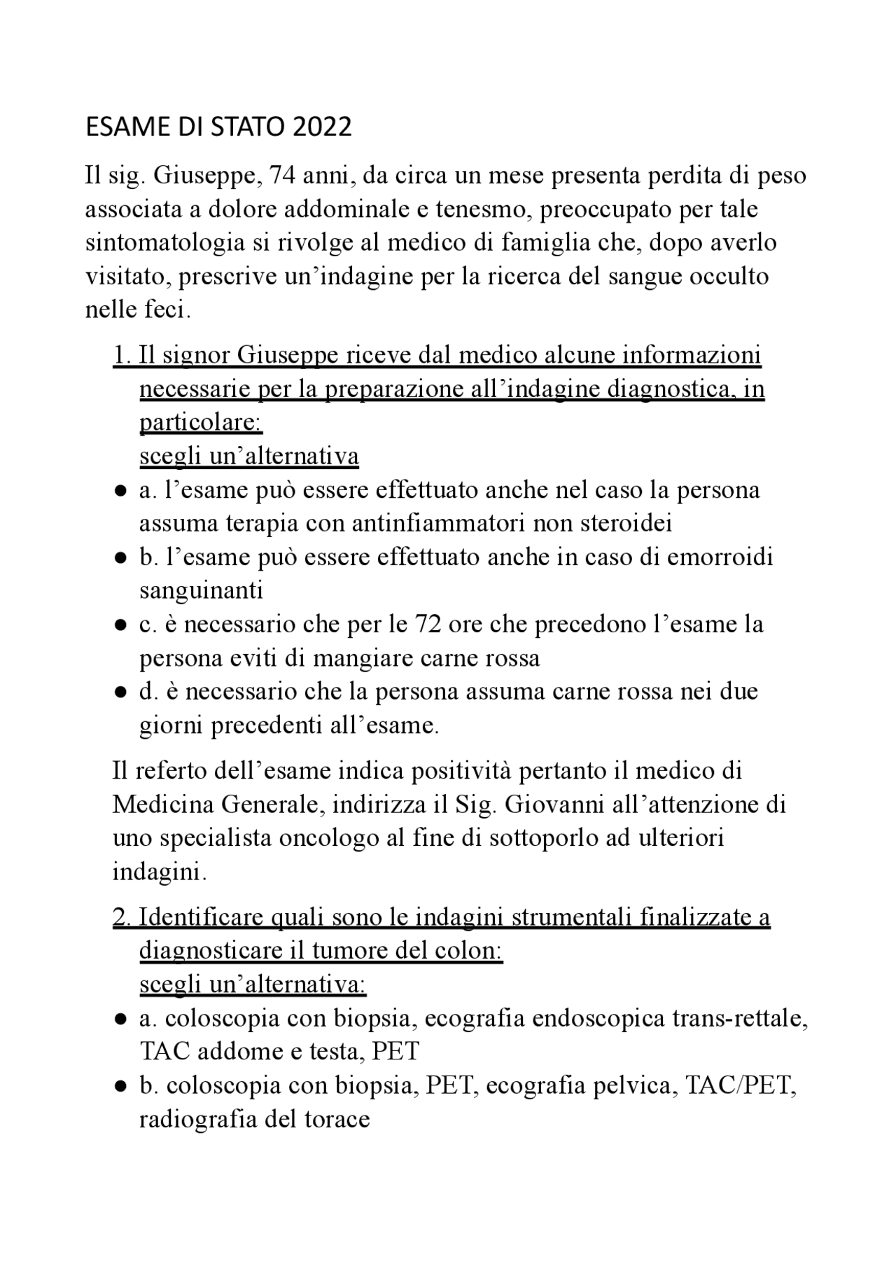 Esame Di Stato 2022 Sessione Autunnale Prove Desame Di Oncologia