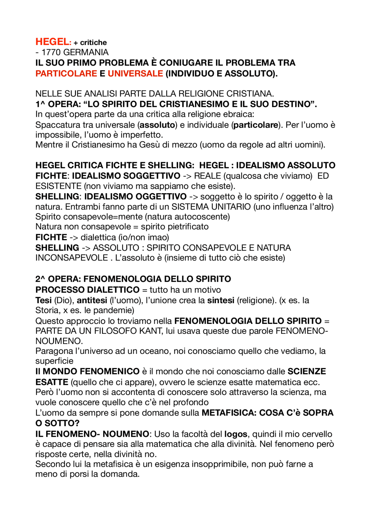 Hegel Critiche E Opere E Schopenauer Schemi E Mappe Concettuali Di