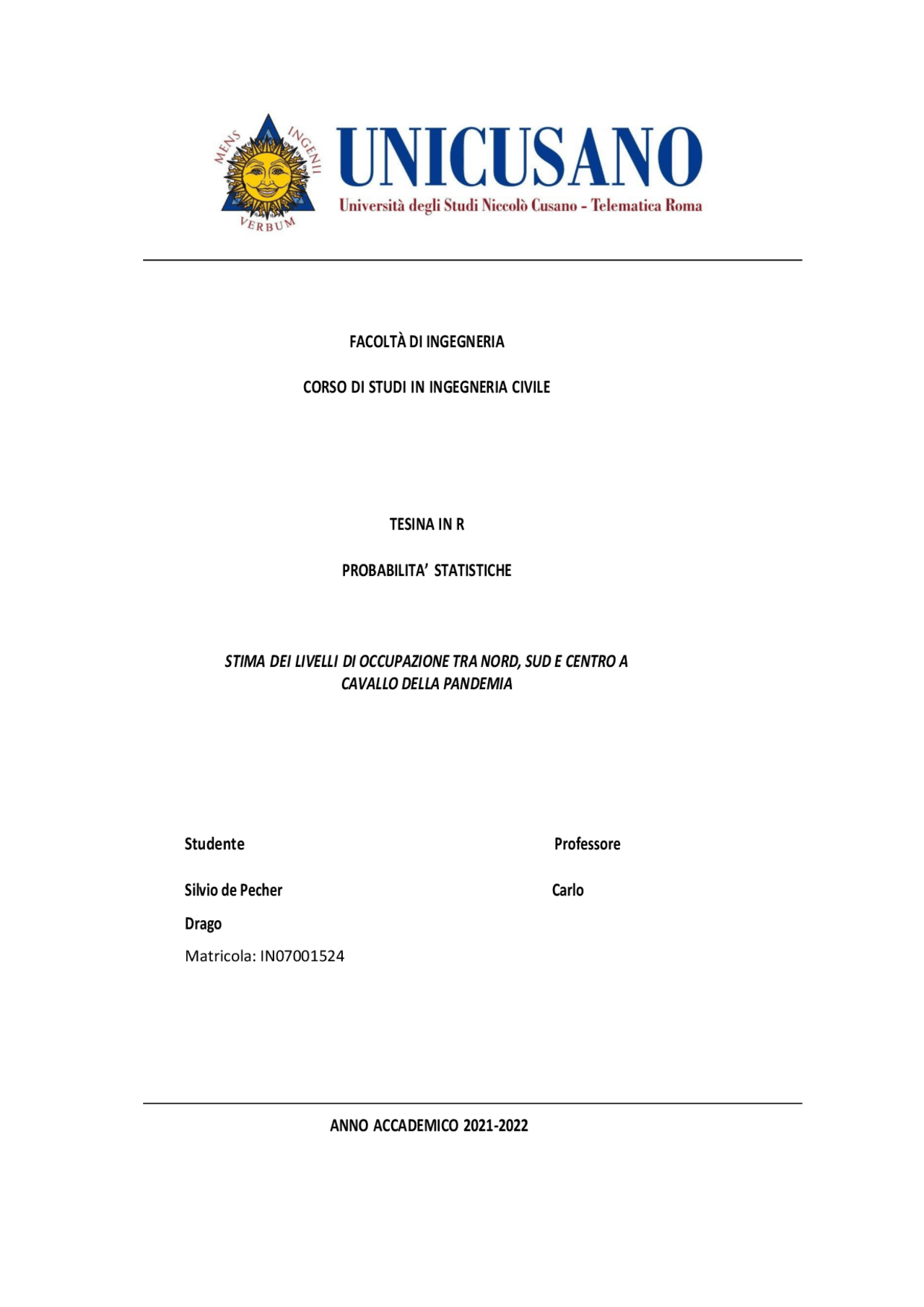 Lavoro Applicato - Etivity - Probabilità statistiche | Tesine ...