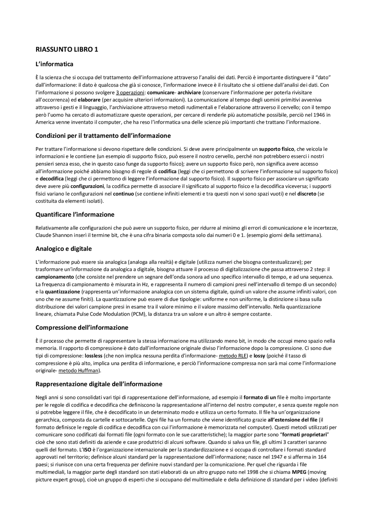 Riassunto Libro Di Informatica Dispense Di Informatica Gestionale