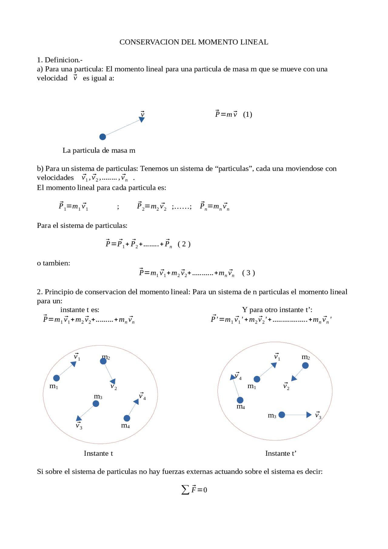 Momento lineal conceptos basicos | Resúmenes de Física | Docsity