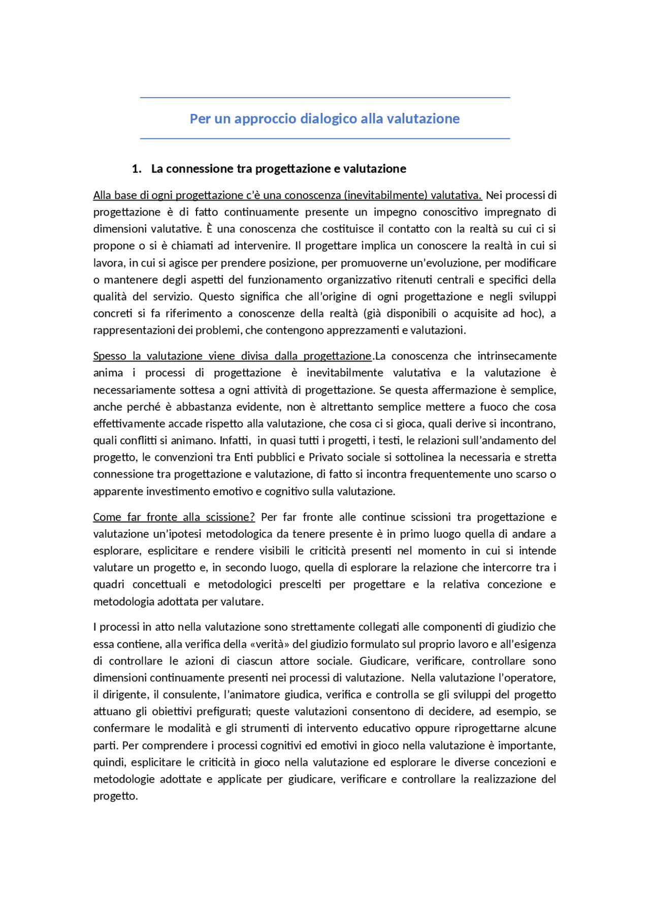 Per Un Approccio Dialogico Alla Valutazione Appunti Di Progettazione