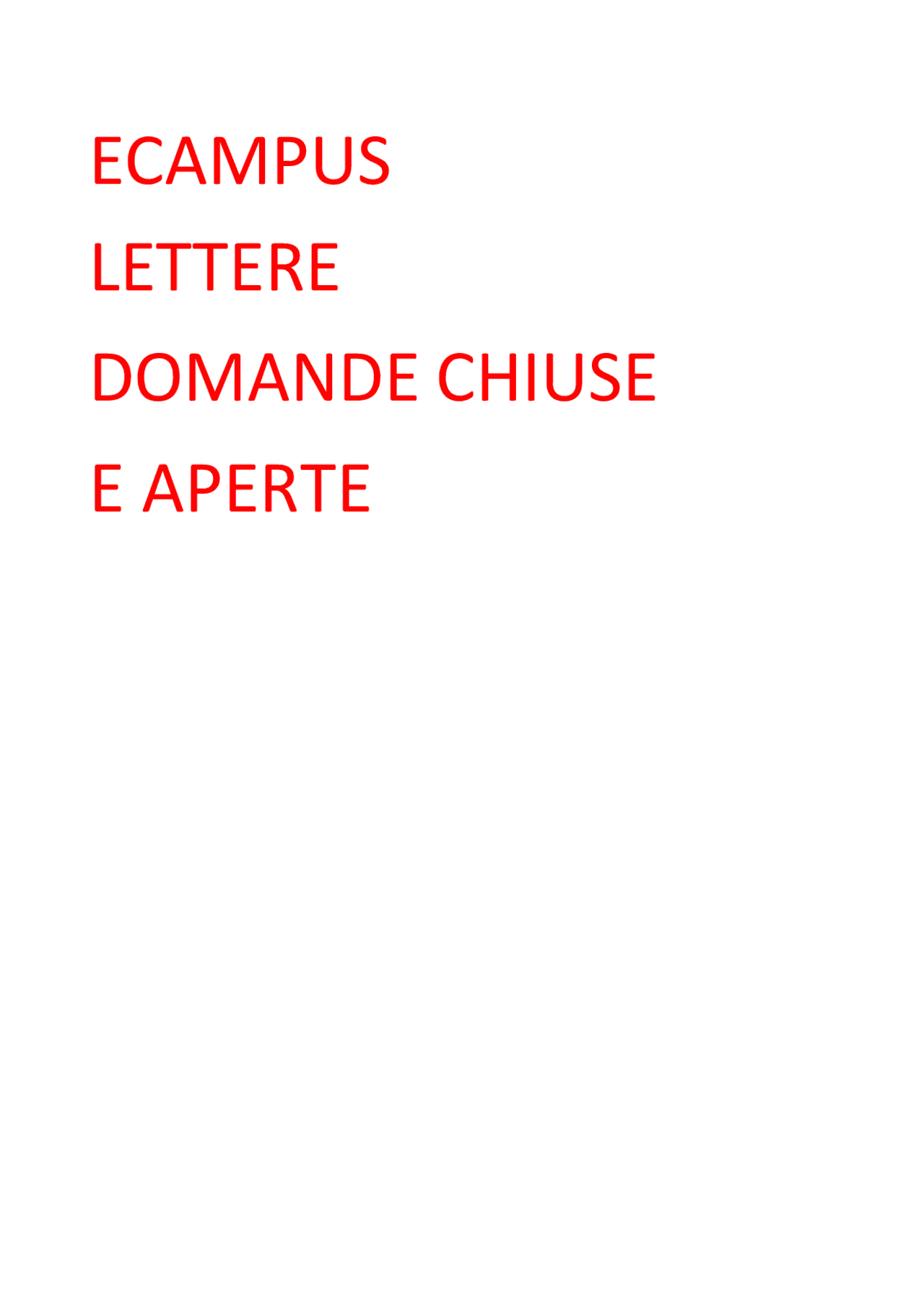 Storia Del Cinema Domande Chiuse E Aperte Lettere Ecampus Prove D