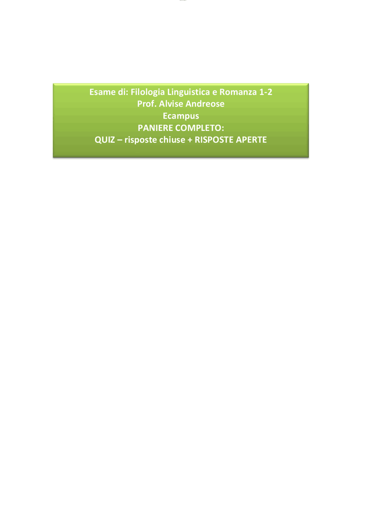 Paniere Filologia Linguistica E Romanza 1 2 Prof Andreose Completo