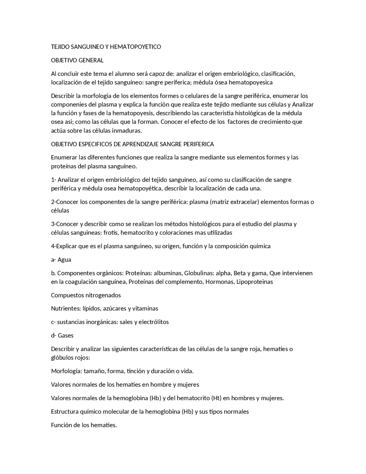 Resumen De Tejido Sanguineo Resúmenes De Histología Docsity