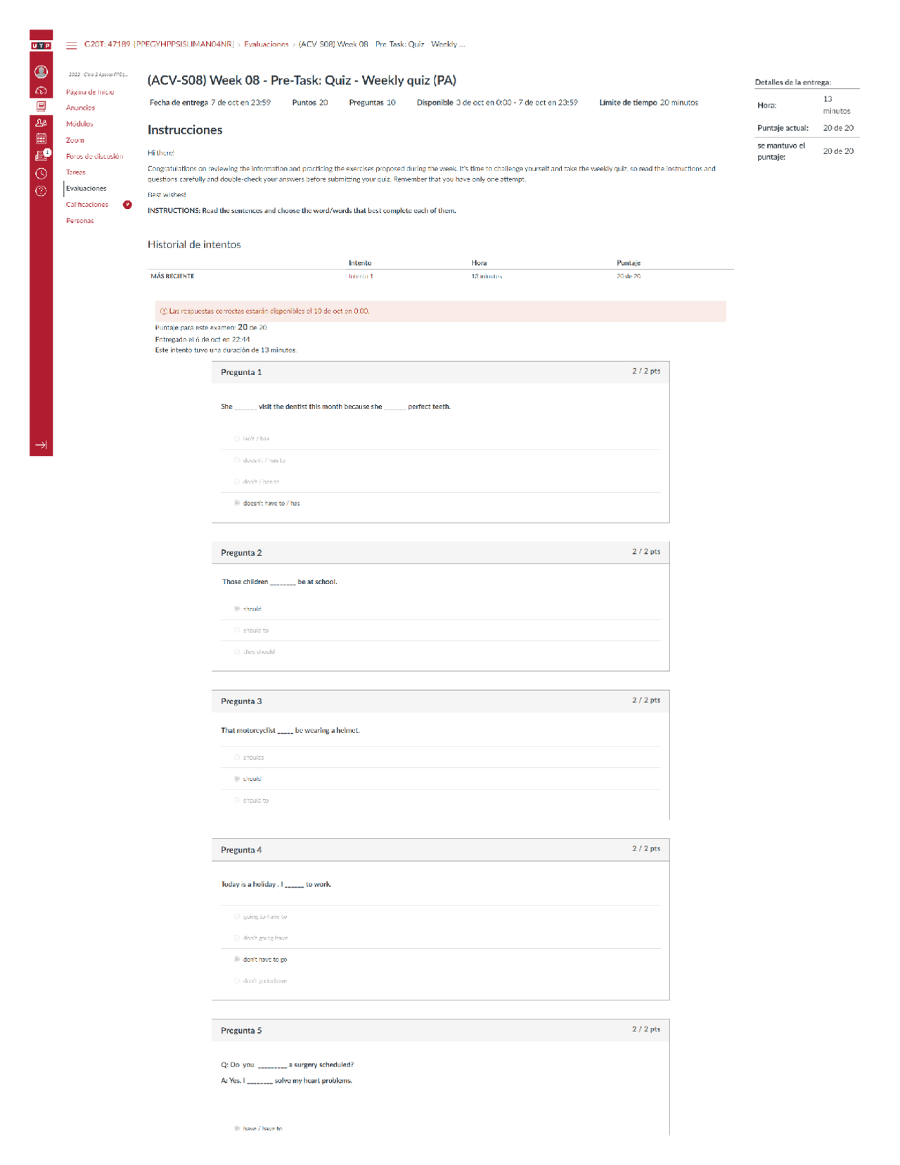 (ACV-S08) Week 08 - Pre-Task Quiz - Weekly quiz (PA) | Exámenes selectividad de Inglés | Docsity