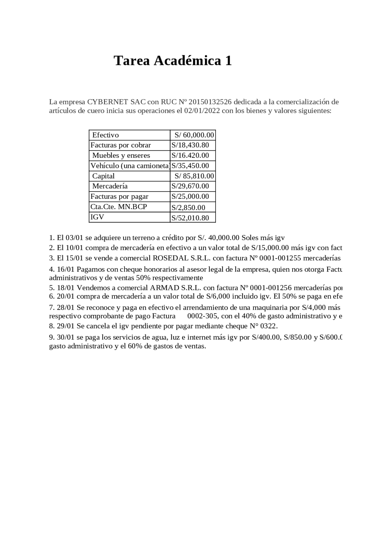 Tarea Académica 2 de Contabilidad | Ejercicios de Contabilidad Financiera | Docsity