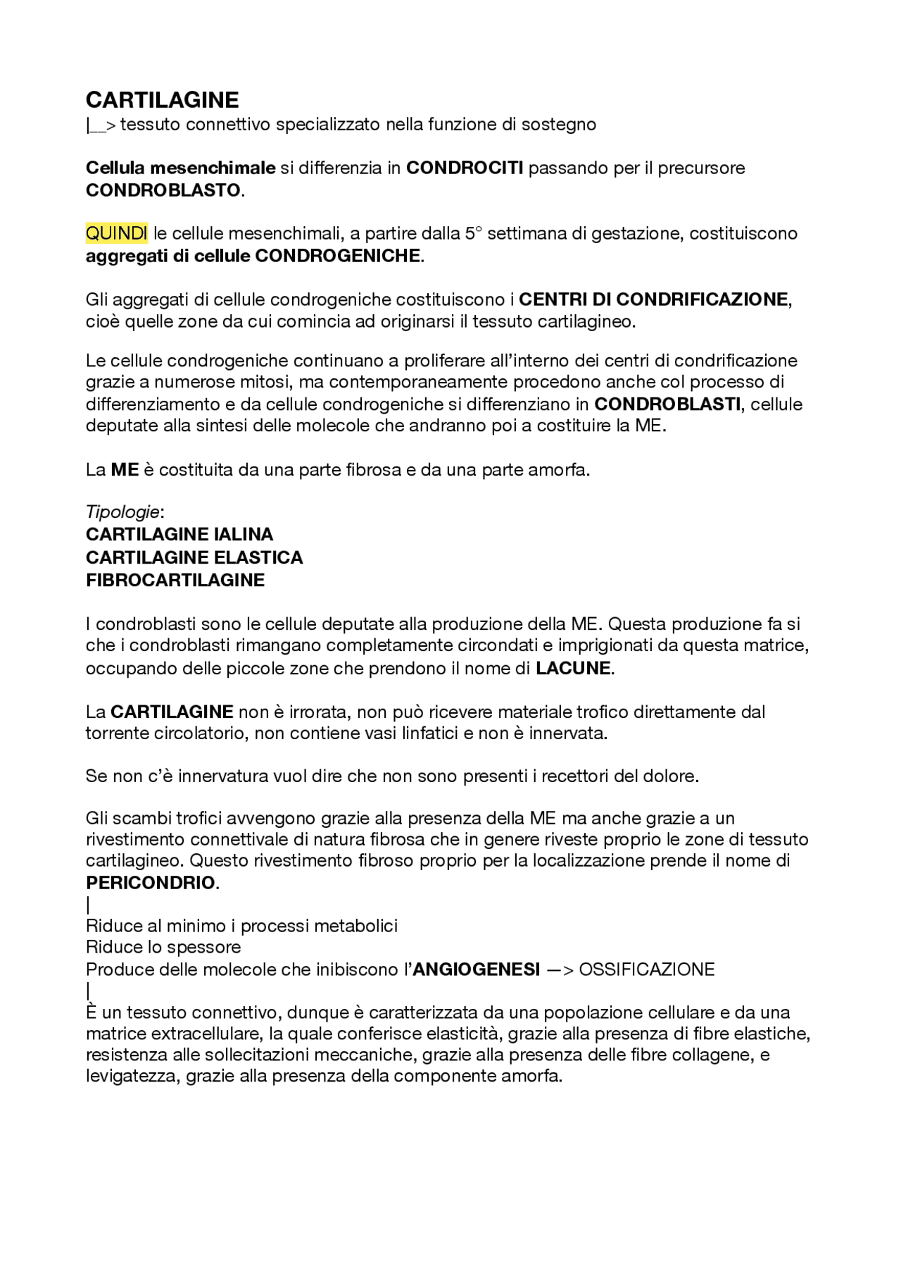 Cartilagine E Tessuto Osseo Appunti Di Citologia Docsity