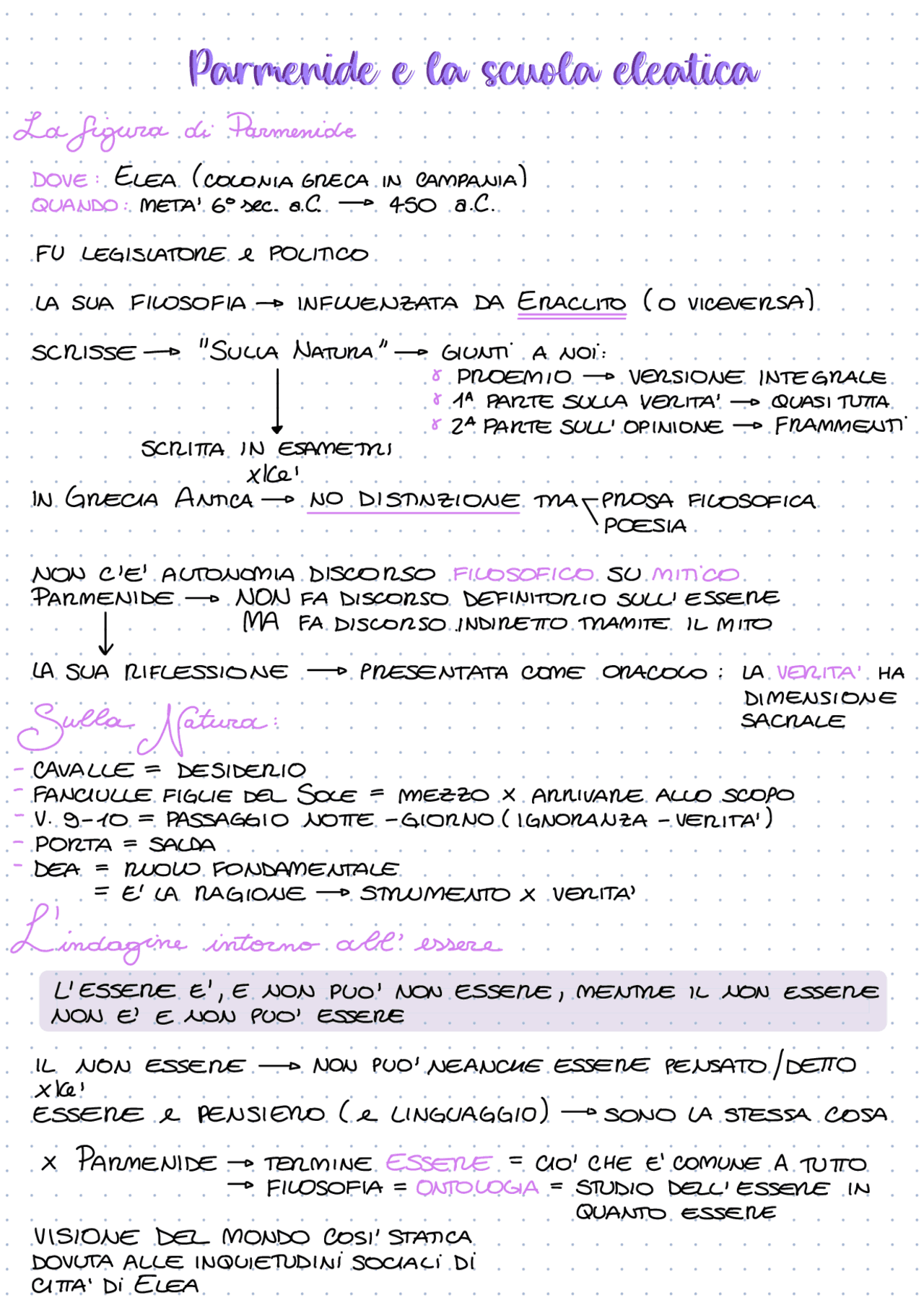 Parmenide e la scuola eleatica | Schemi e mappe concettuali di ...