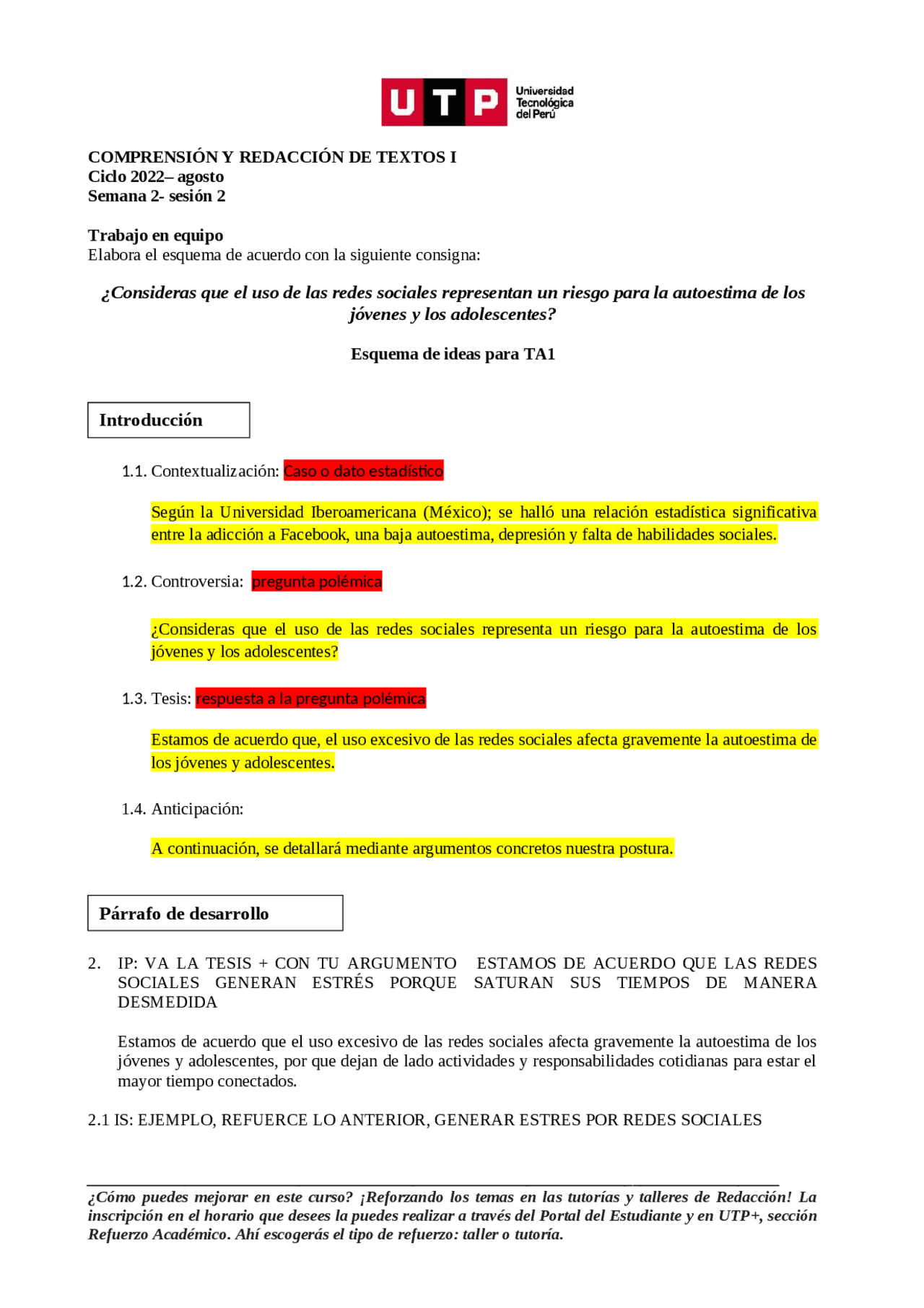 Redaccion Texto Argumentativo Ejercicios De Redacción De