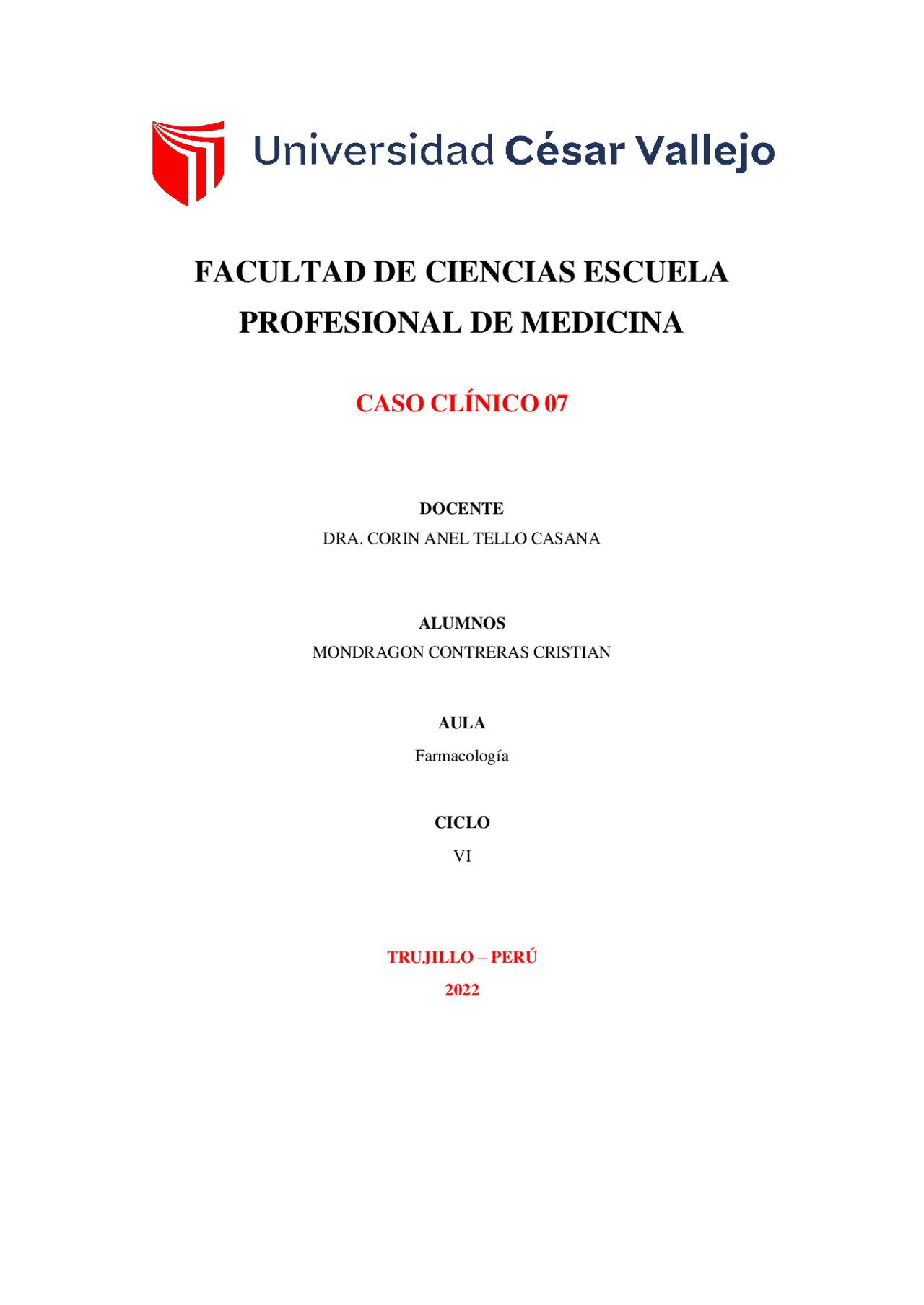 Caso Clinico 7 De Farmacologia Apuntes De Farmacología Docsity