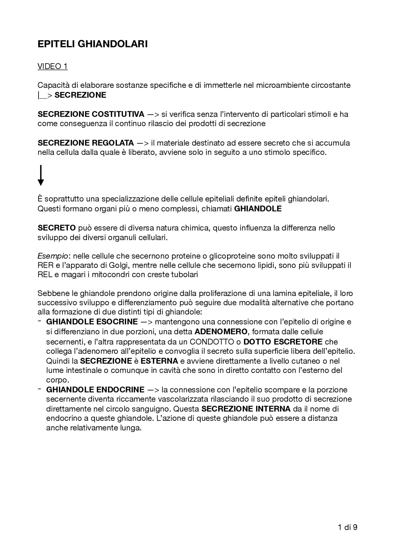 Tessuto Ghiandolare Caratteristiche Appunti Di Citologia Docsity