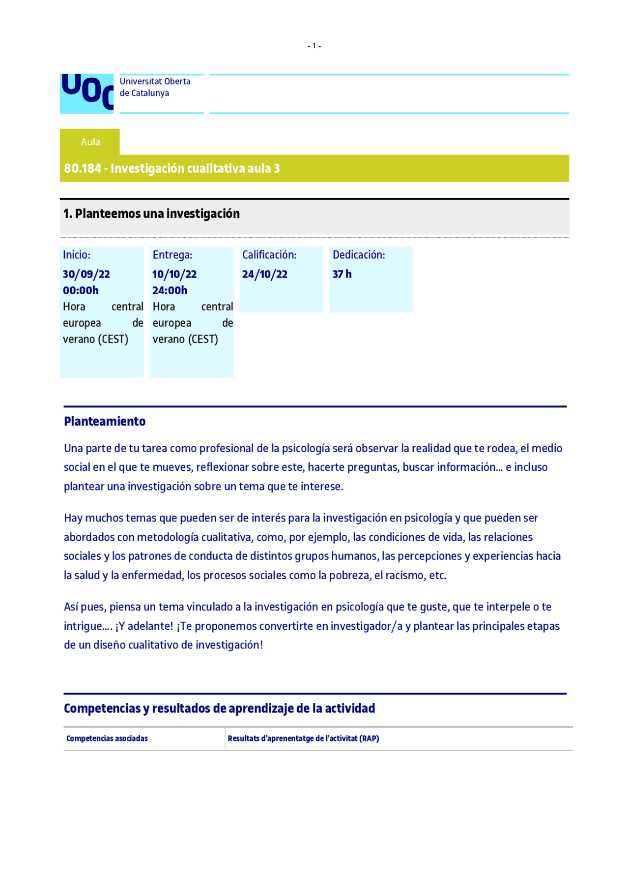 Enunciado Pec 1 Reto 1 Apuntes De Investigación Cualitativa Docsity