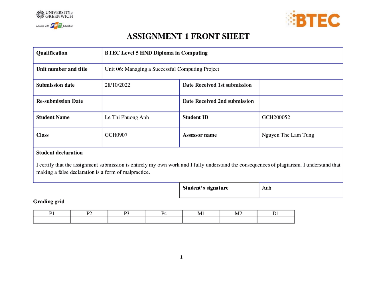 asm1 Managing a successful project | Summaries Project Management | Docsity