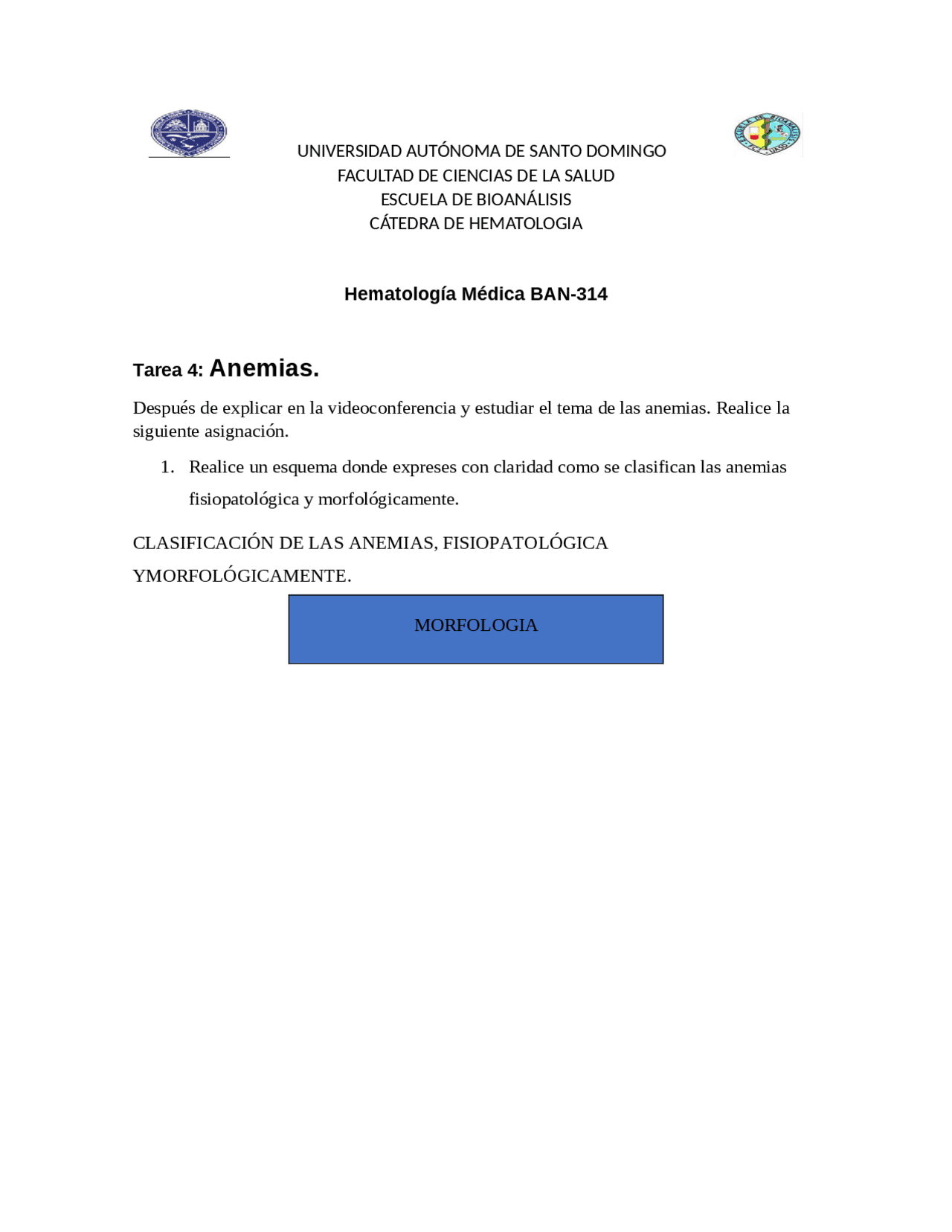 Asignación 4 De Hematologia Ejercicios De Hematología Docsity