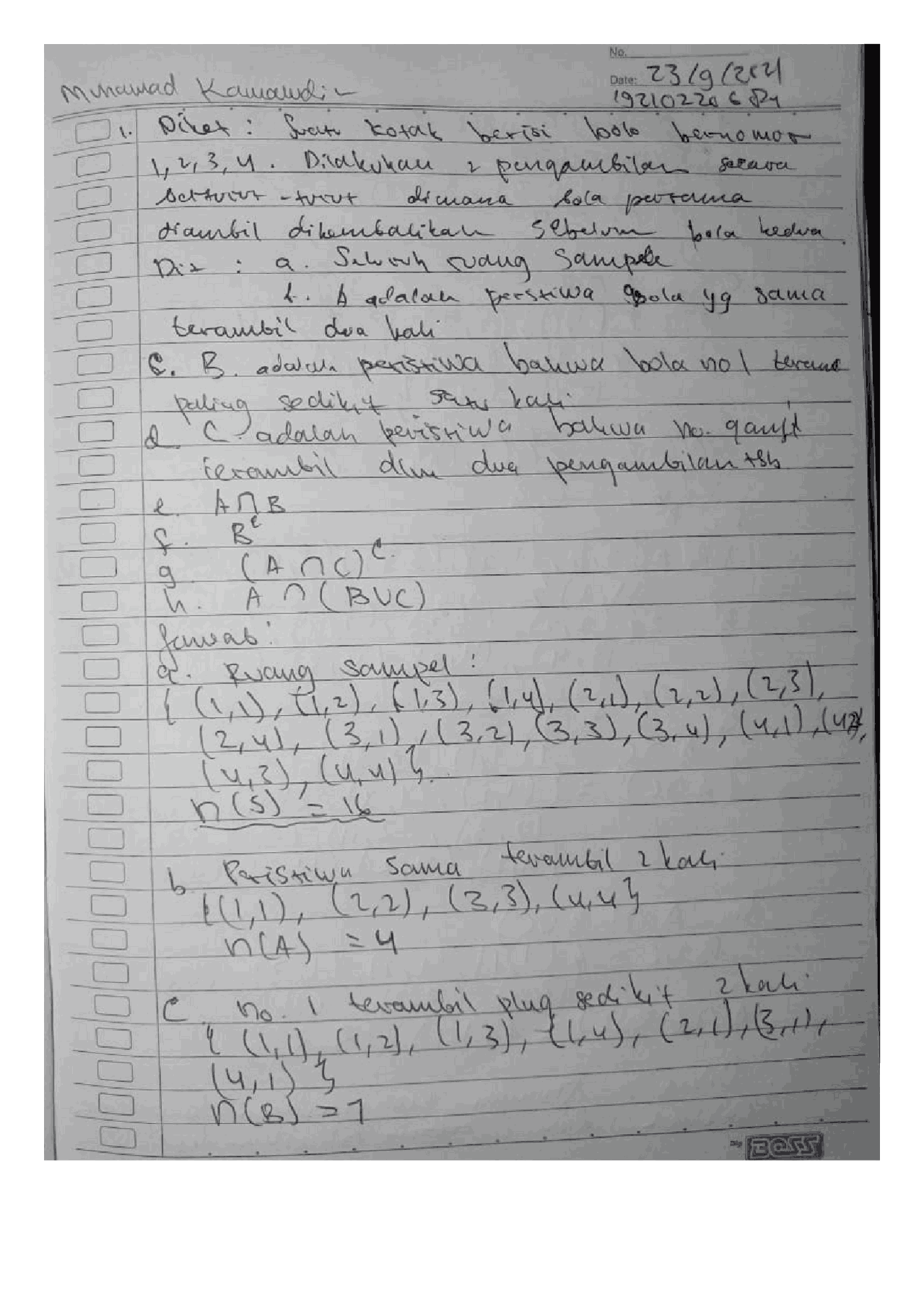 Tugas 1 Statistika matematika | Exercises Statistics | Docsity