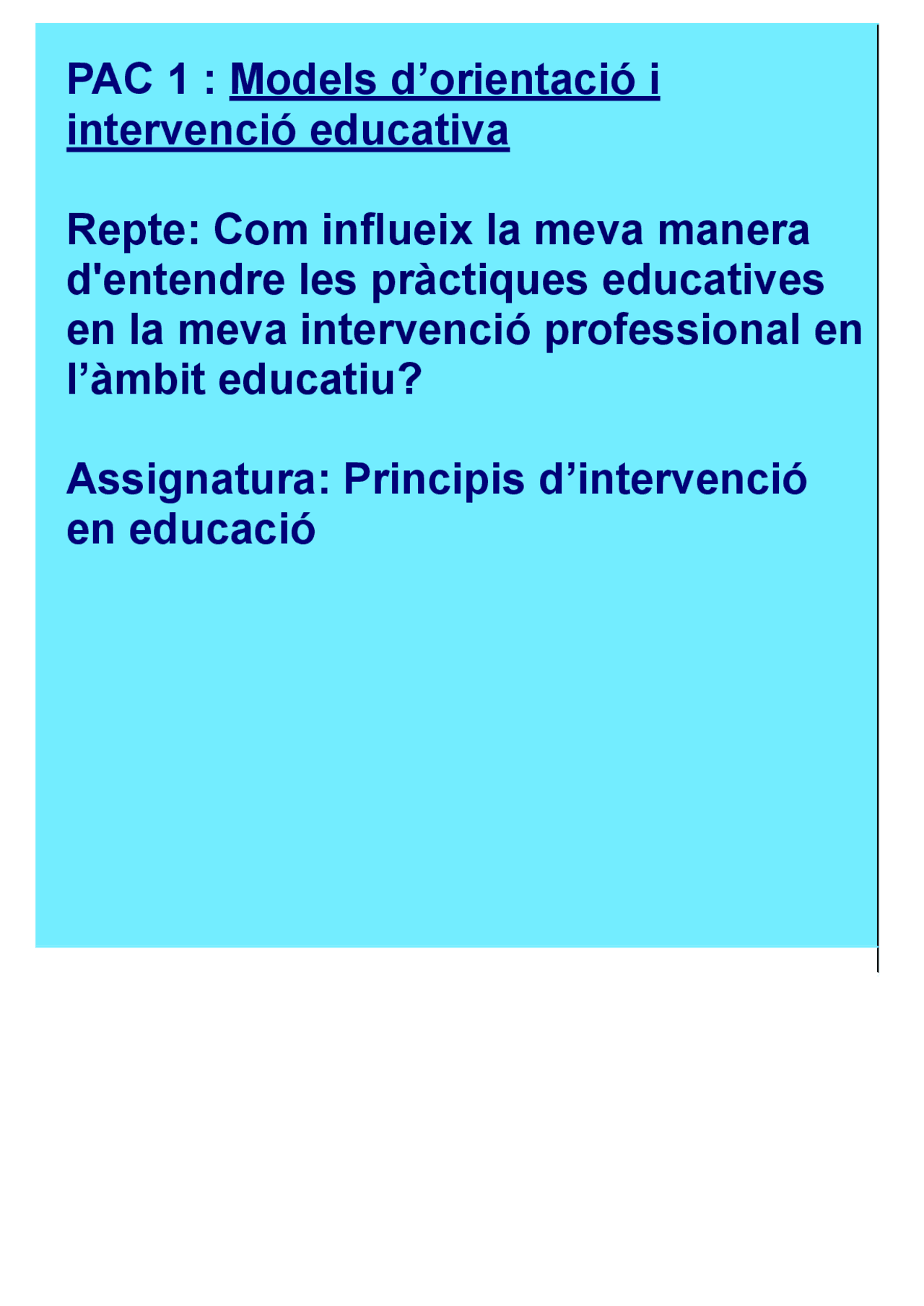 Pac1 ejercicios psicologia organizaciones | Ejercicios de Psicología Clínica | Docsity
