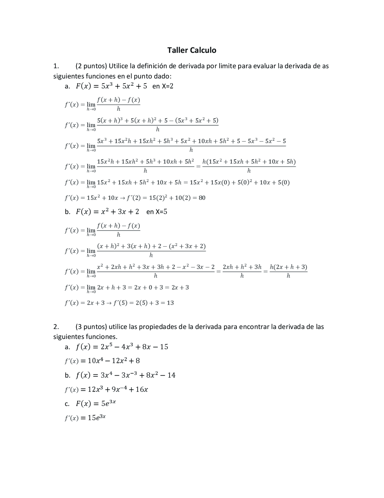 Ejercicios De Calculo Ejercicios De Cálculo Docsity