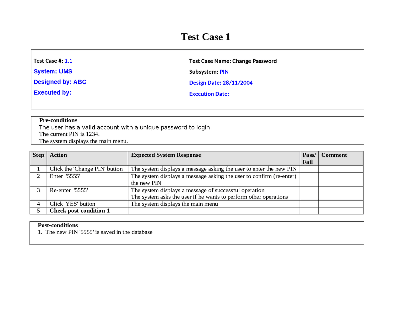 UMS Password and Phone Number Change Test Cases | High school final ...
