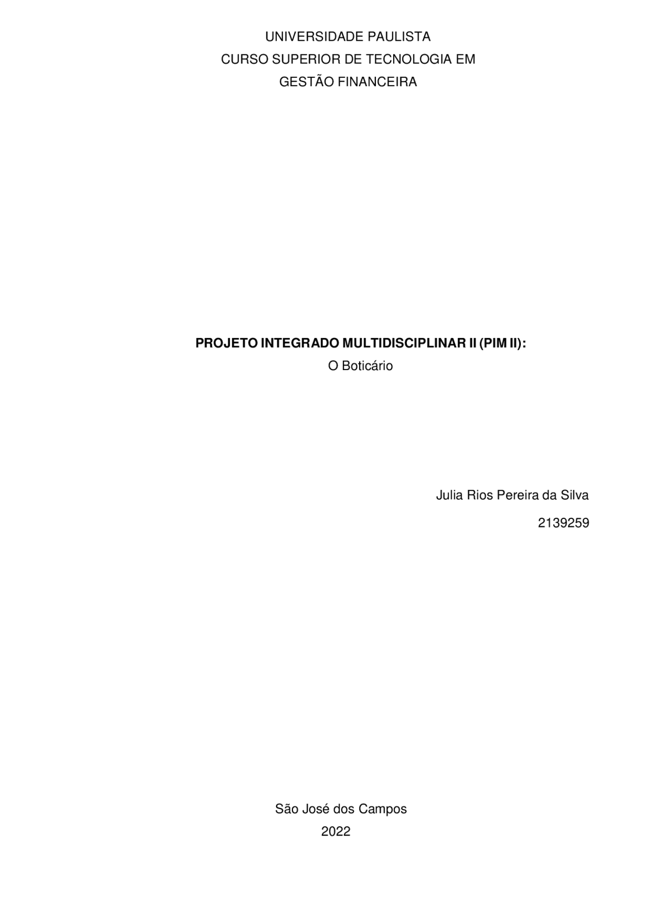 Pim Ii Unip Do Curso Gestão Financeira Esquemas Inovação Docsity