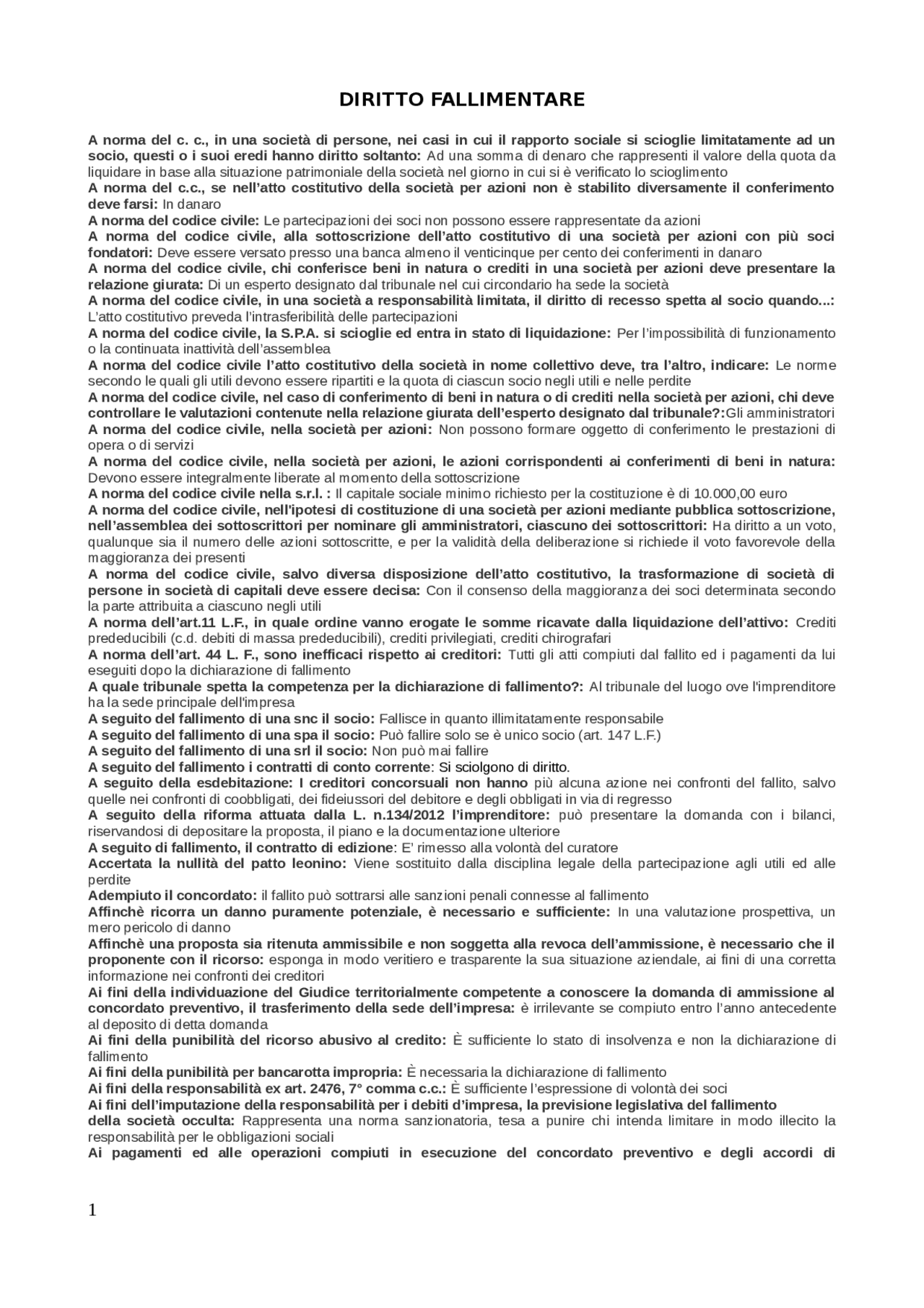 Diritto Fallimentare Lm56 Dispense Di Diritto Docsity
