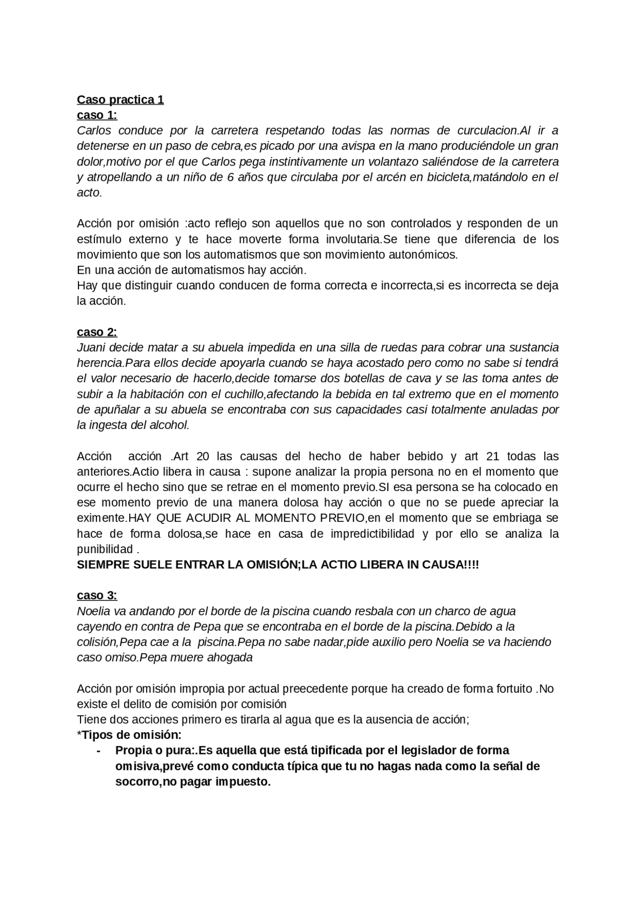 Casos Prácticos Resueltos Ejercicios De Derecho Penal Docsity