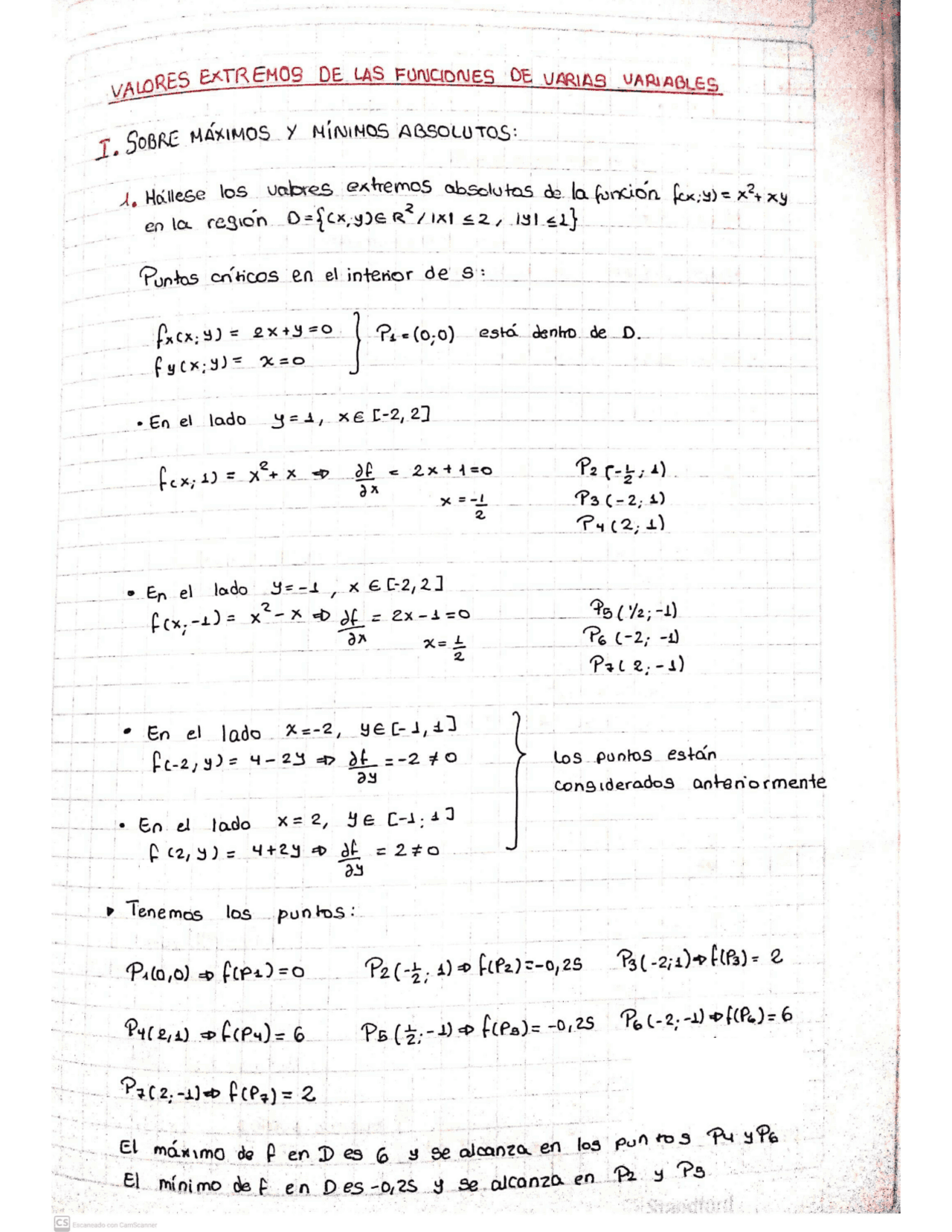 VALORES EXTREMOS DE LAS FUNCIONES DE VARIAS VARIABLES | Ejercicios de Cálculo | Docsity