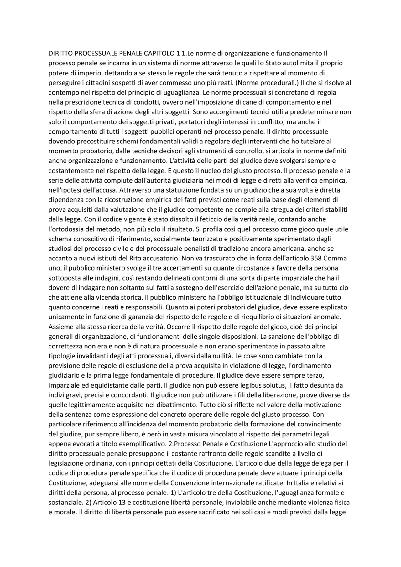 Diritto processuale penale 1 unimi | Appunti di Diritto Processuale Penale | Docsity