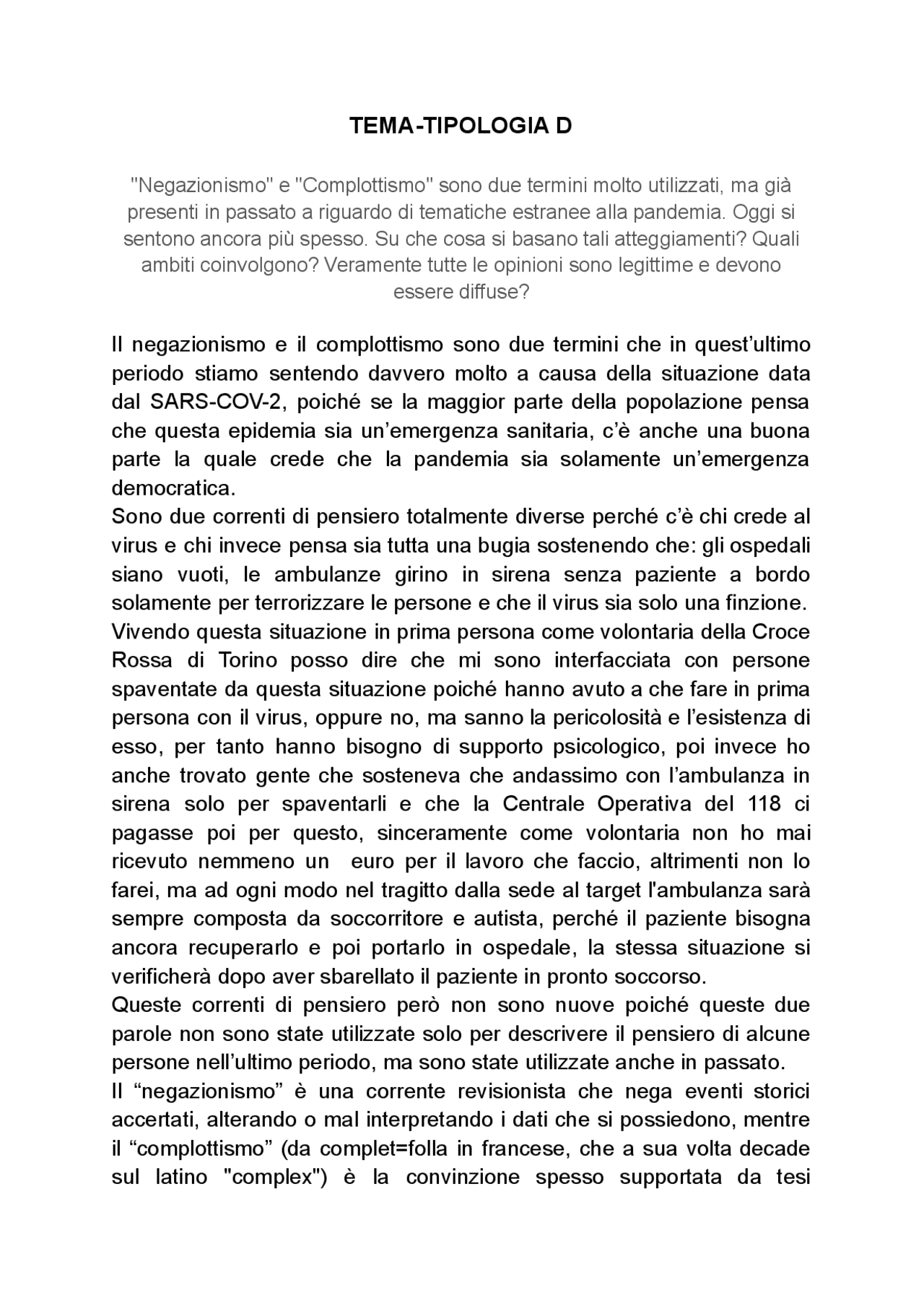 Tema Eserciztazione Maturità Tipologia D Temi Di Italiano Docsity