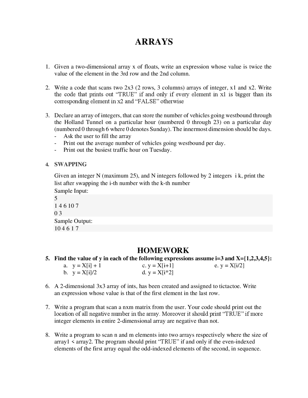 Applied Programming Subject Sheet Exercises Programming Languages Docsity