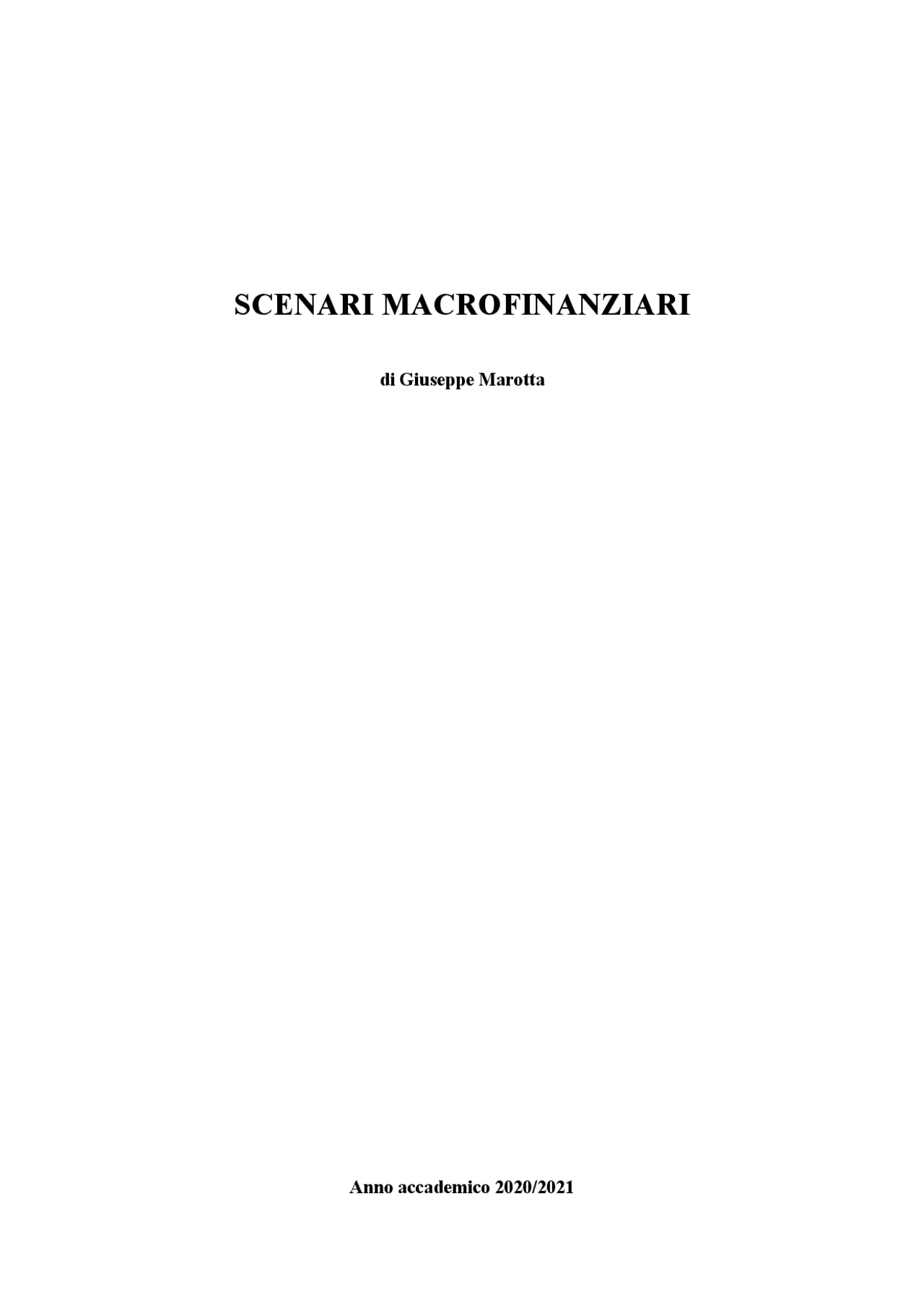 Appunti Scenari Macrofinanziari Unimore Appunti Di Macroeconomia