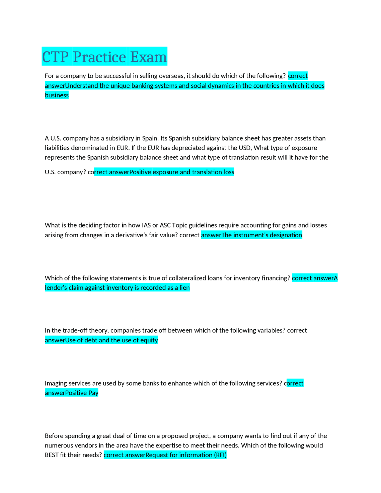 HR 96 CTP Practice Exam 2022(100% Verified with the correct answers ...