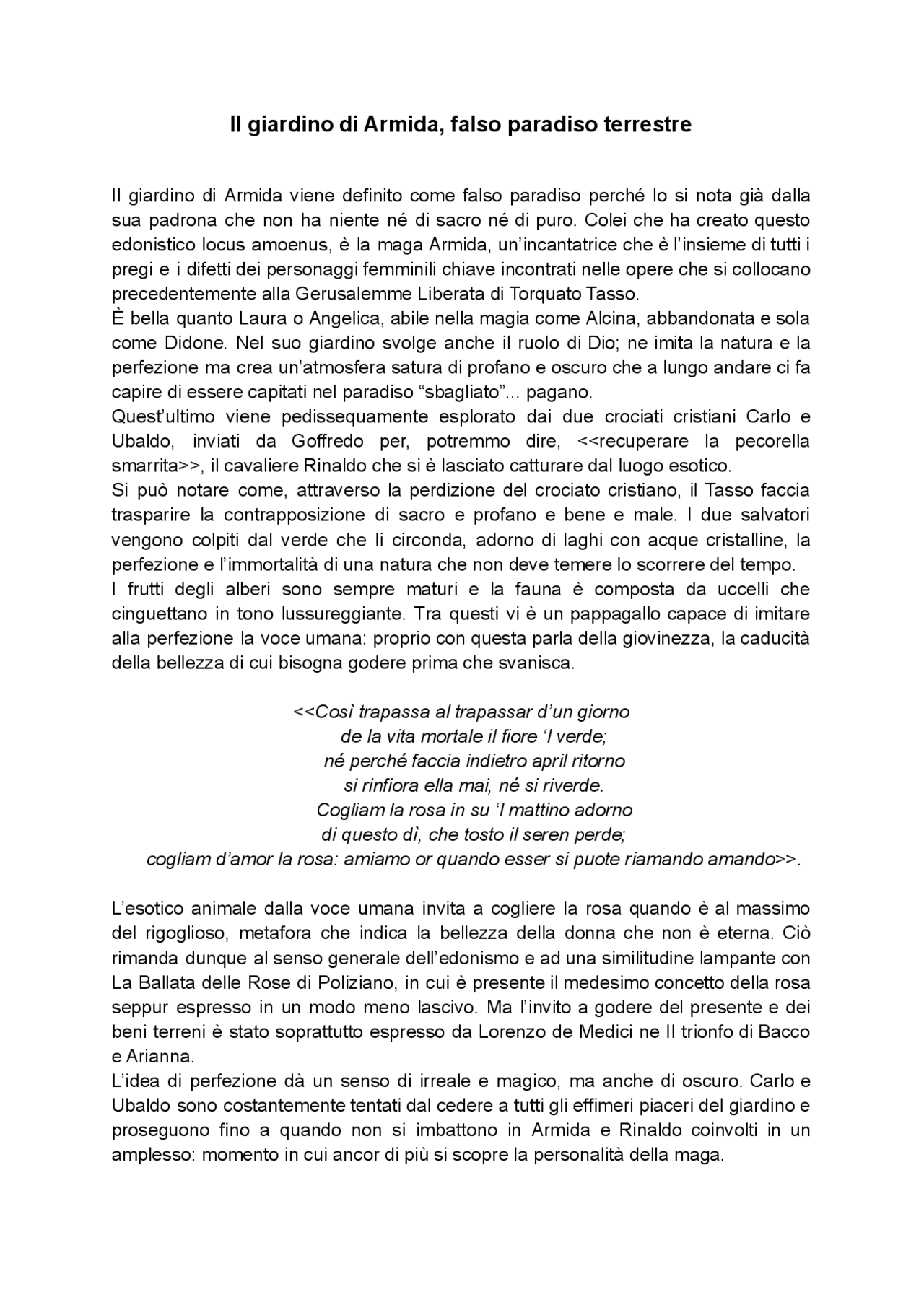 Il Giardino di Armida, tratto da La Gerusalemme Liberata di Torquato ...