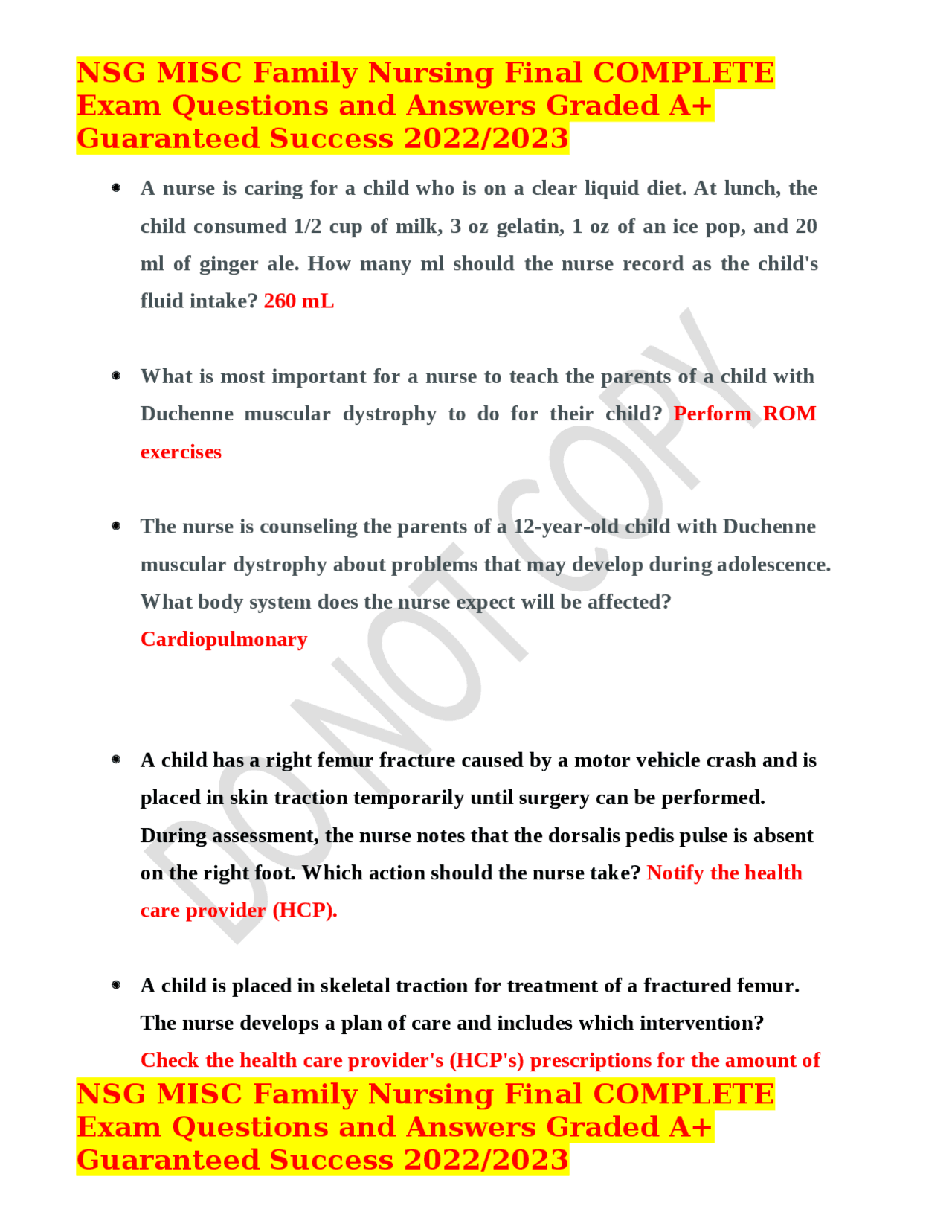 NSG MISC Family Nursing Final COMPLETE Exam Questions and Answers ...
