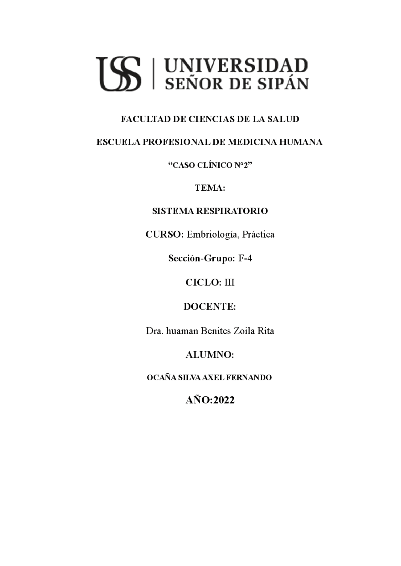 Caso ClÍnico N°2” Tema Sistema Respiratorio Ejercicios De