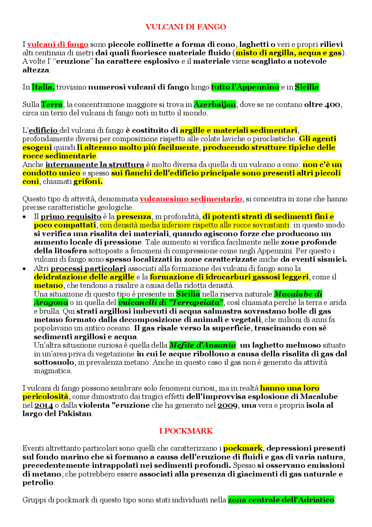 I Vulcani e i Vulcani di fango | Appunti di Scienze della Terra | Docsity