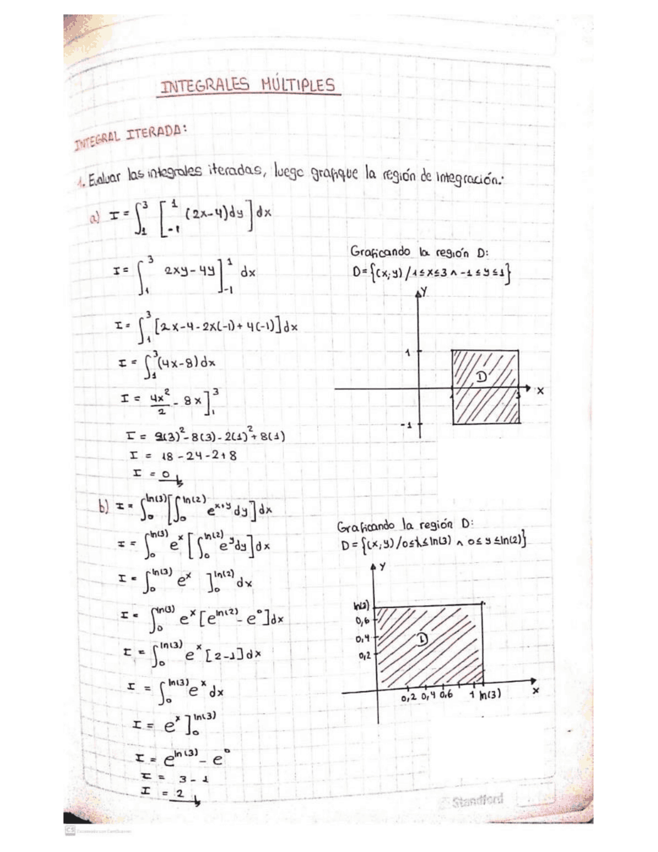 EJERCICIOS RESUELTOS DE INTEGRALES MÚLTIPLES | Ejercicios de Cálculo | Docsity