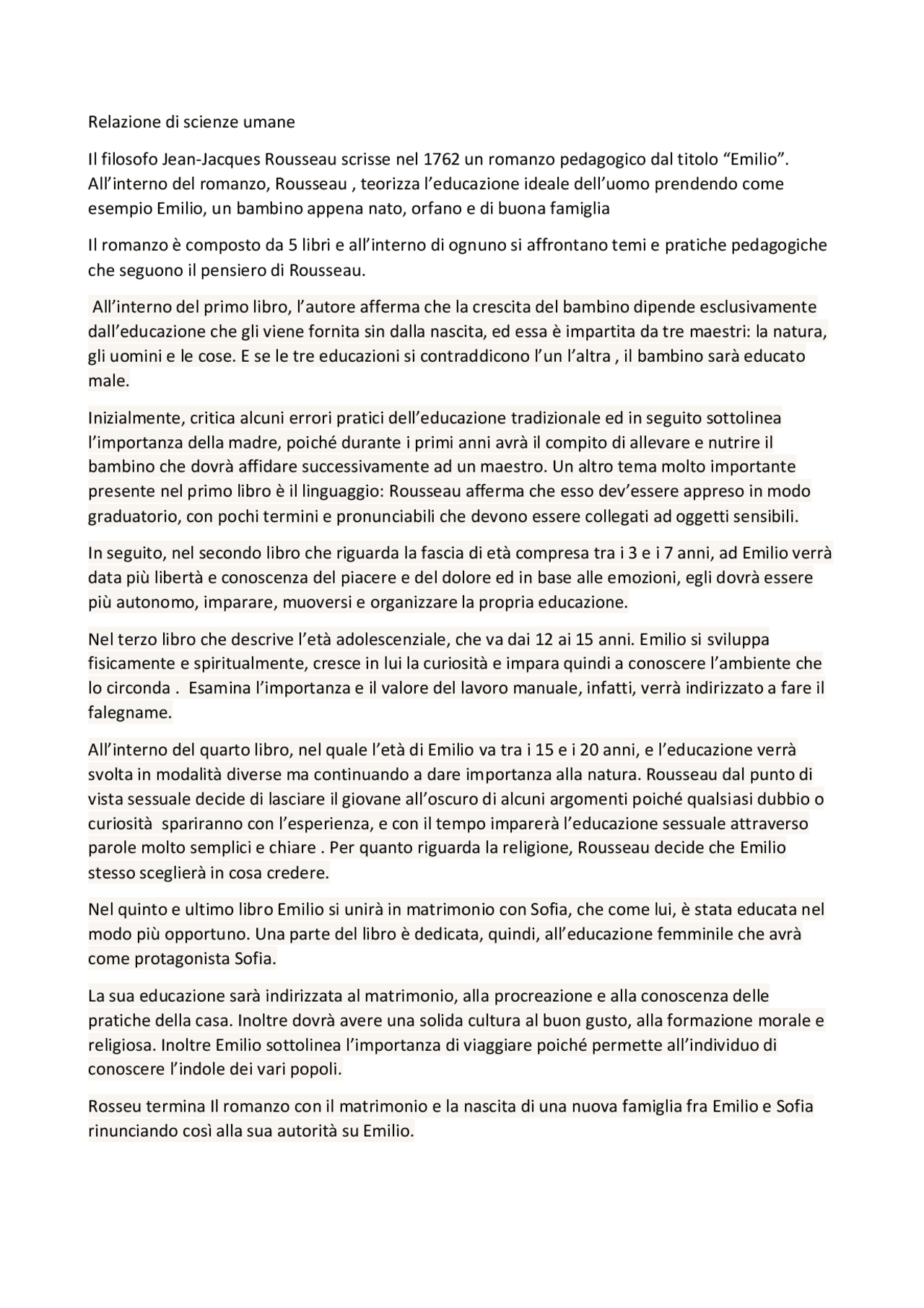 Riassunto Dellemilio Di Rousseau Appunti Di Scienze Umane Docsity
