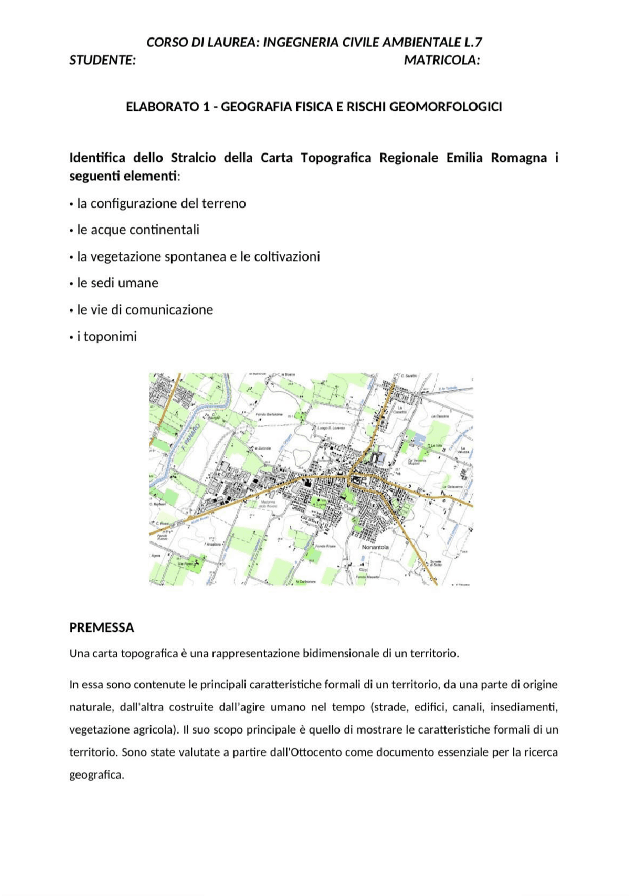 Geografia fisica e rischi geomorfologici elaborato 1 | Prove d'esame di Geografia | Docsity