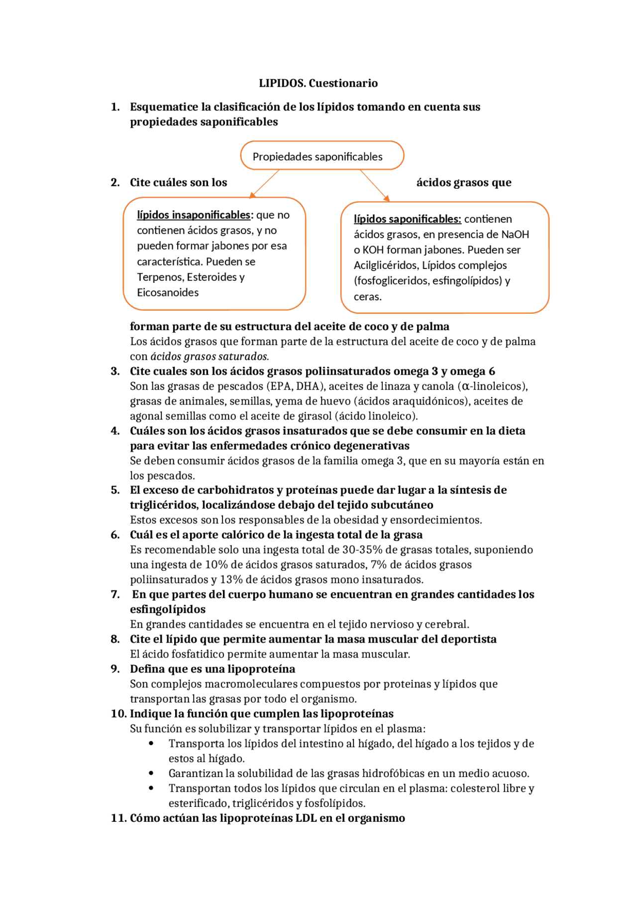 Cuestionario Lípidos Ejercicios De Nutrición Docsity