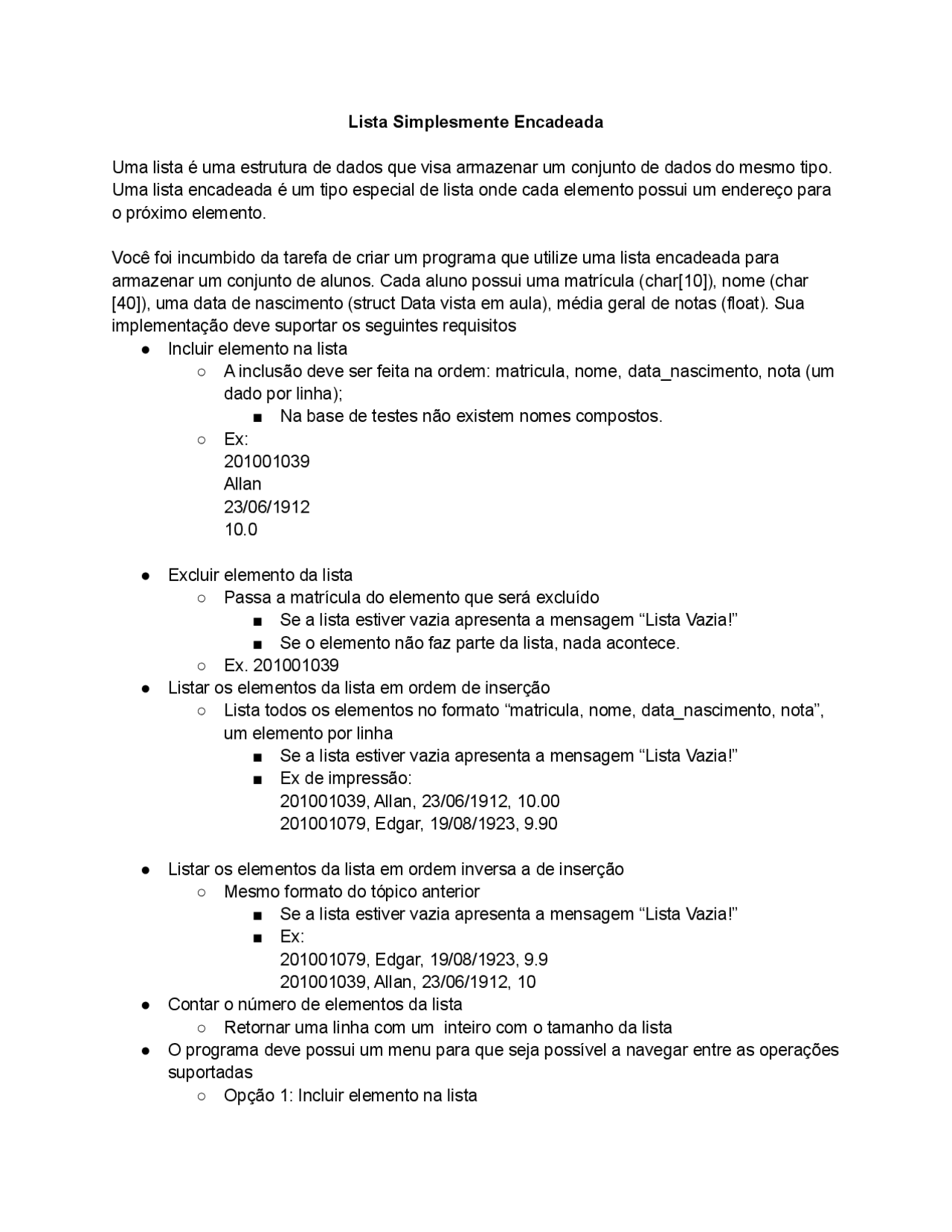 Exercicio Computaçao Exercícios Computação Aplicada Docsity