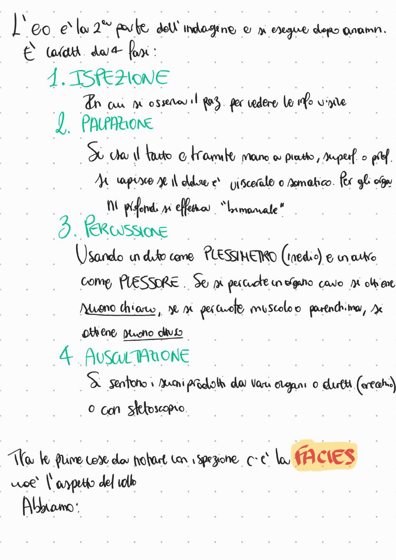 ESAME OBIETTIVO GENERALE | Schemi e mappe concettuali di Medicina | Docsity