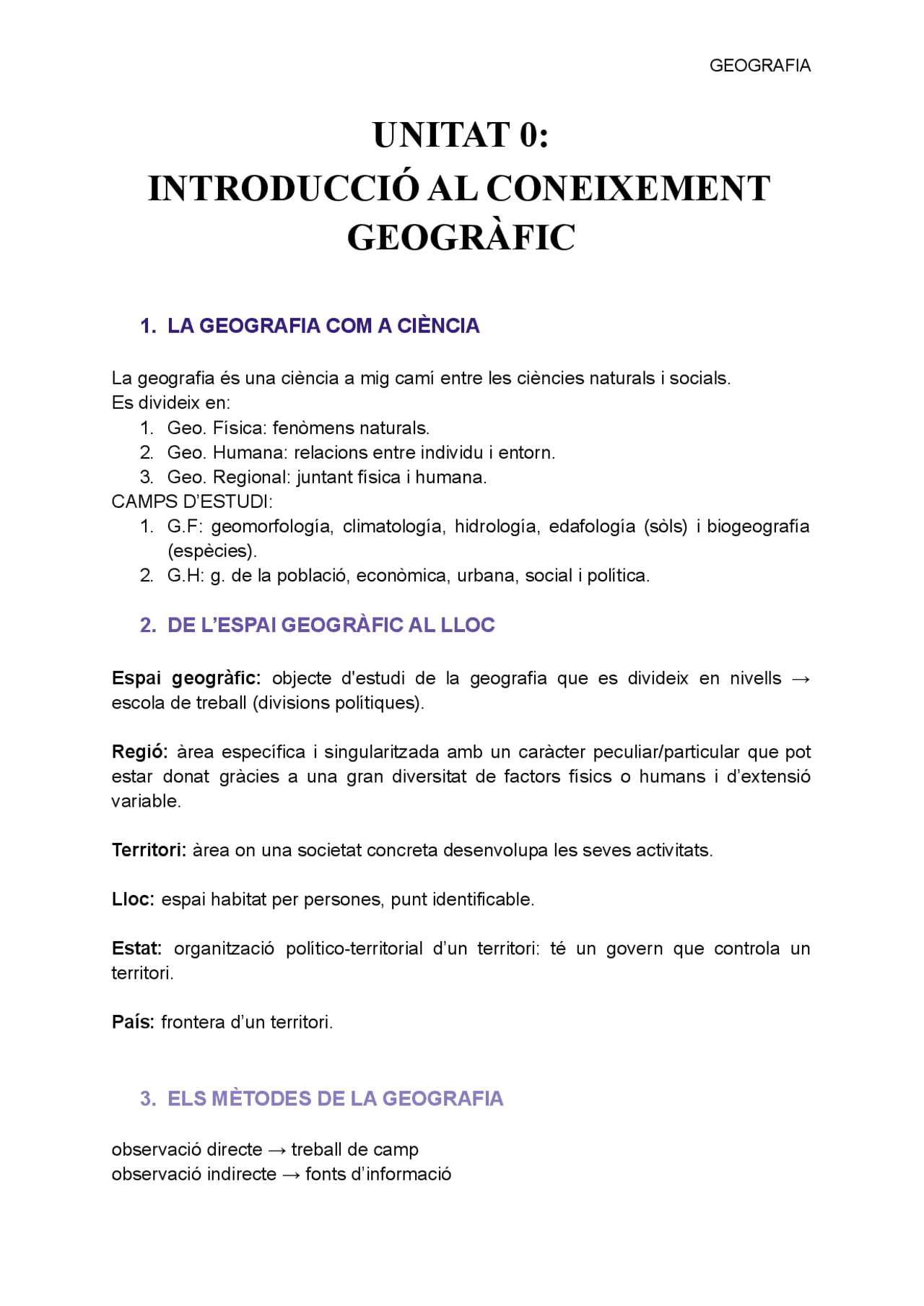 Apuntes Unidad 0 De Geografia En Catalán Apuntes De Geografía Docsity