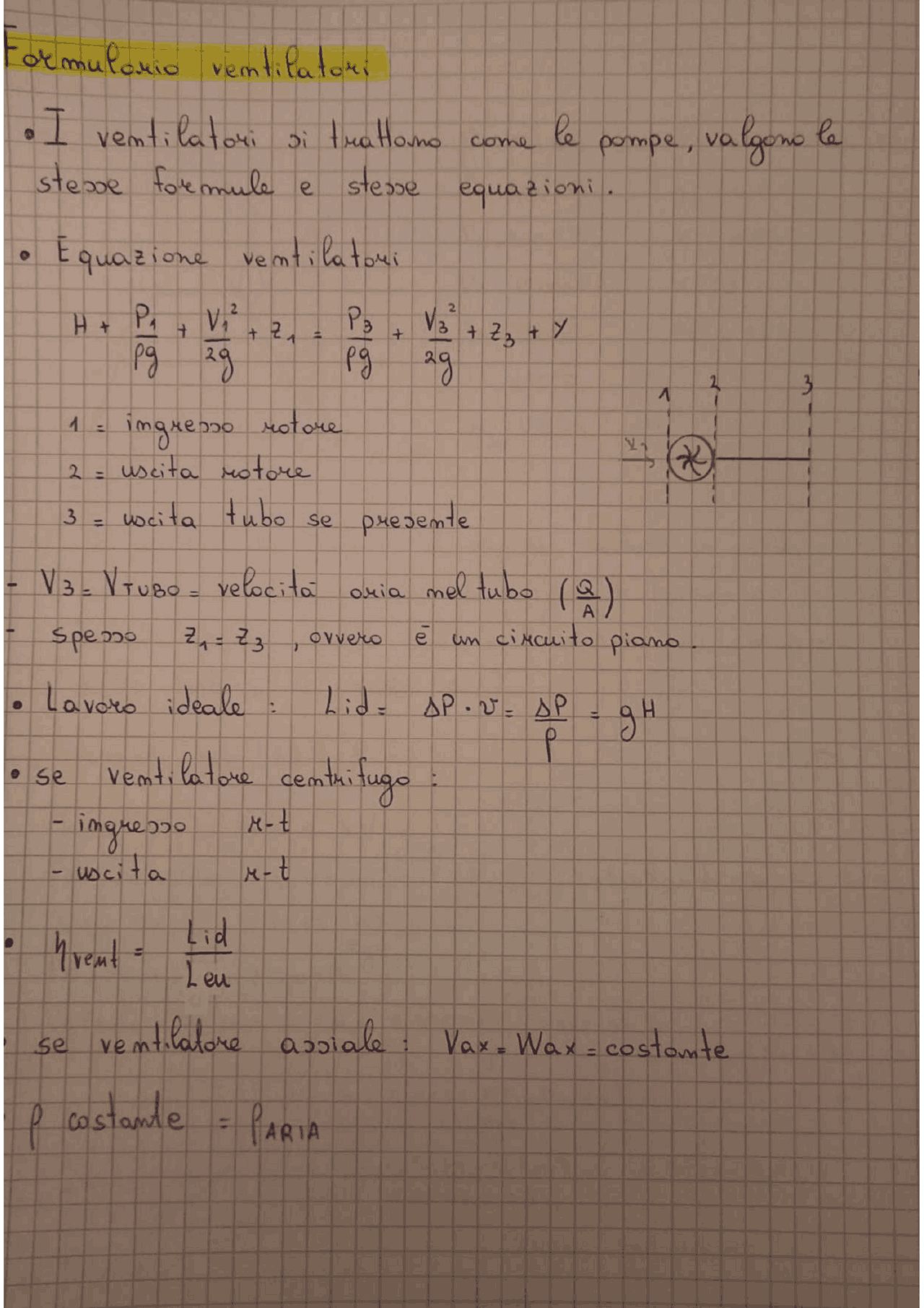 Formulario motori per esercizi | Schemi e mappe concettuali di Turbomacchine | Docsity