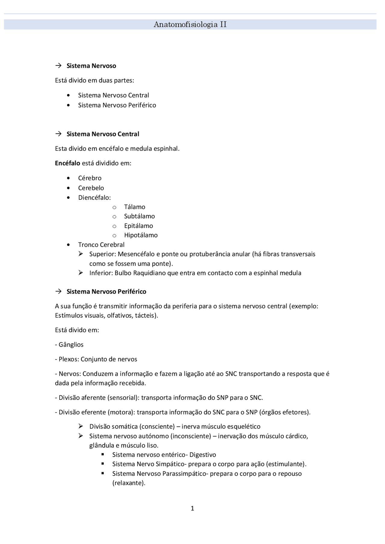 Anatomia Humana 1 Ano Resumos Anatomia Docsity