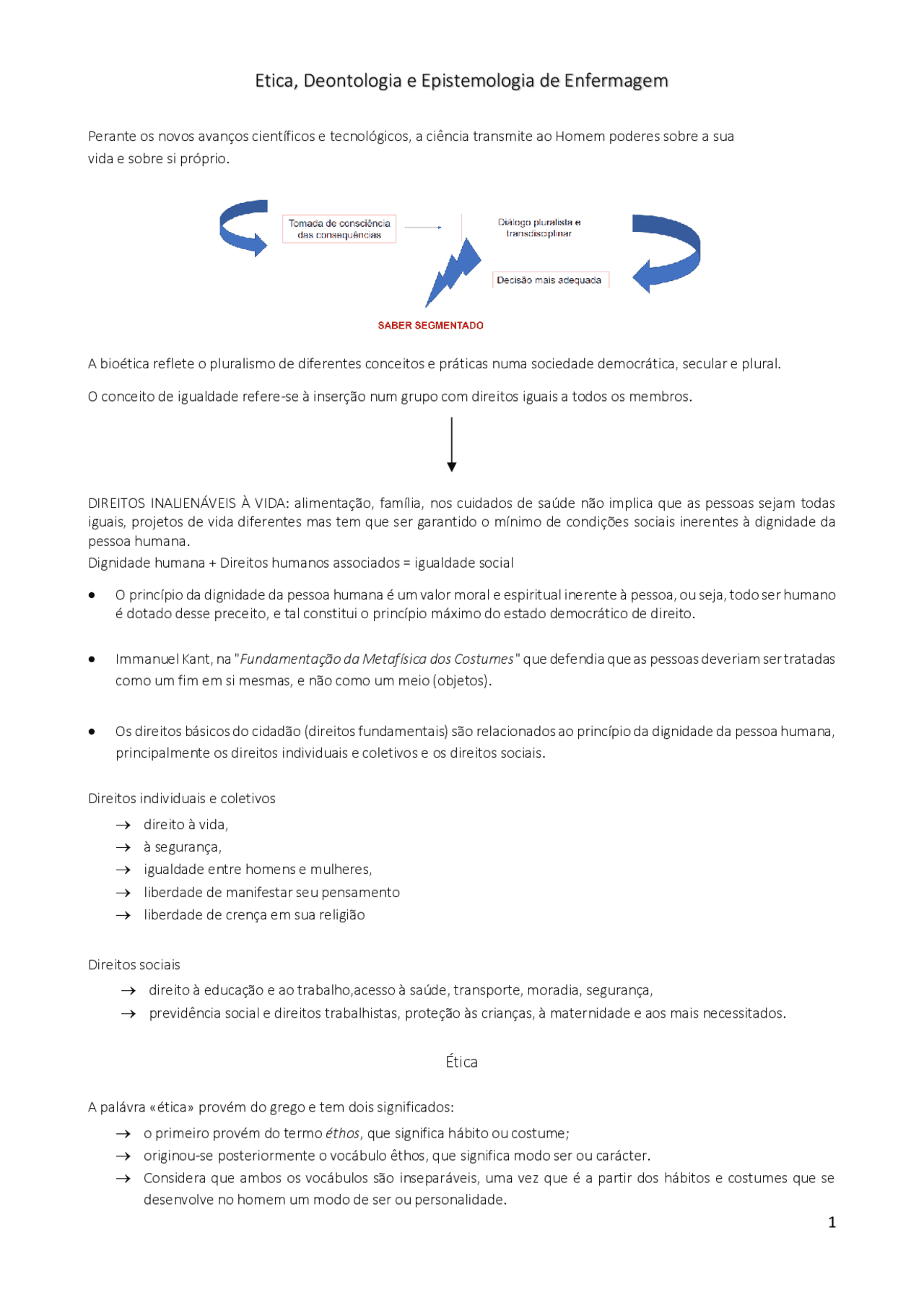 Ética Em Enfermagem Resumos Ética Docsity
