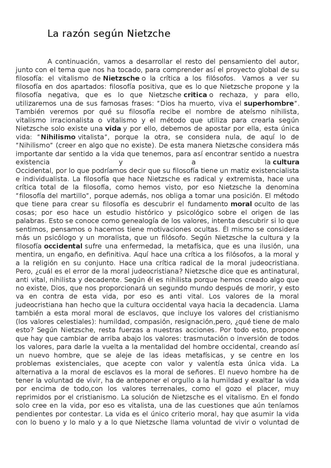 La Razón Según Nietzsche Monografías Ensayos De Filosofía Docsity
