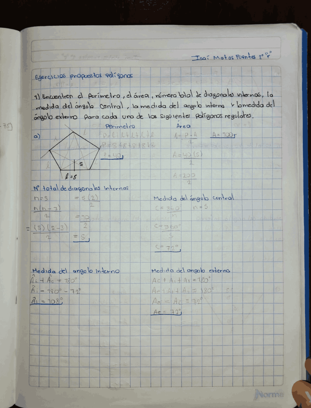 Ejercicios complementarios de polígonos | Esercizi di Matematica | Docsity