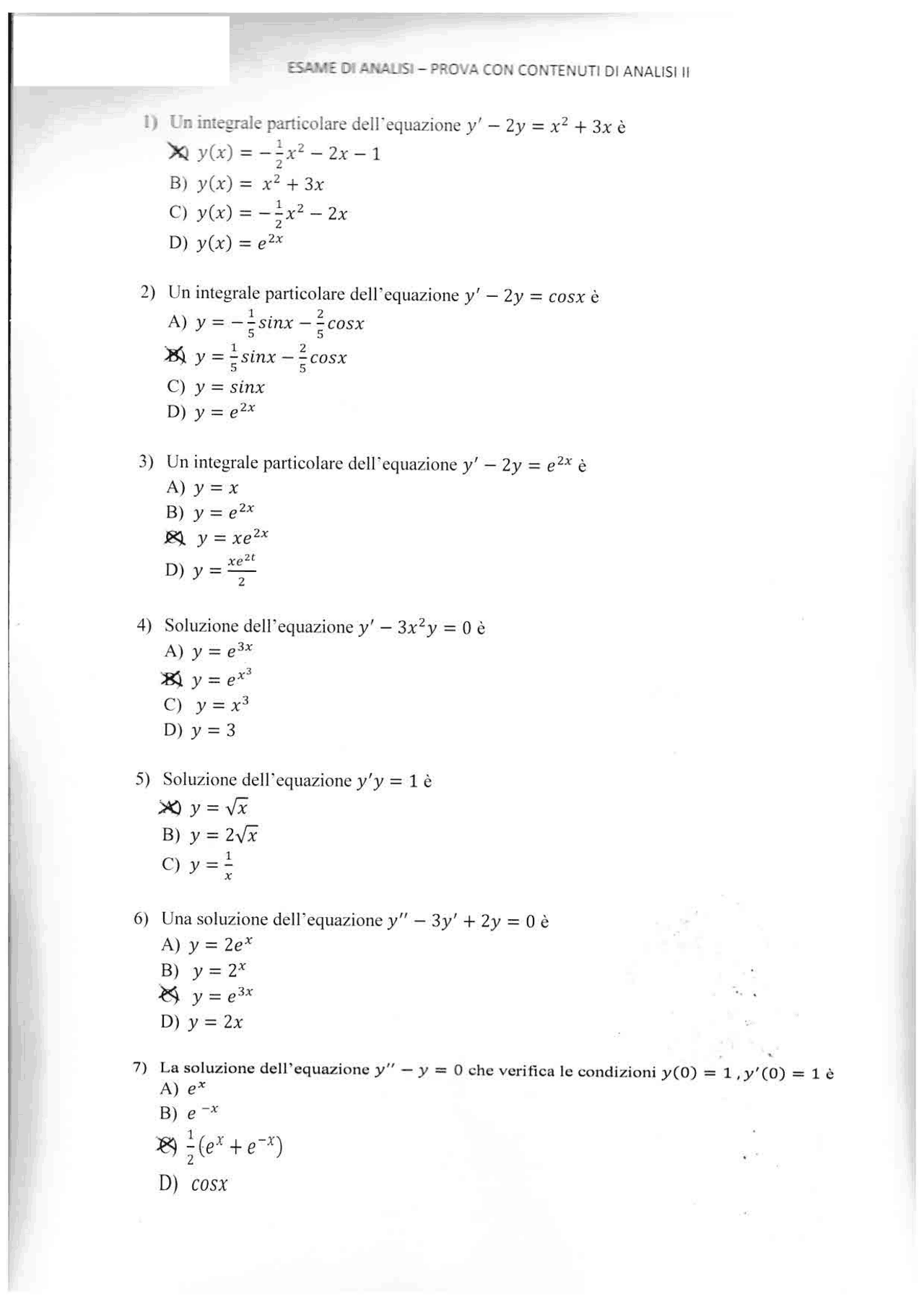 Analisi Matematica 2 | Esercizi di Analisi Matematica II | Docsity