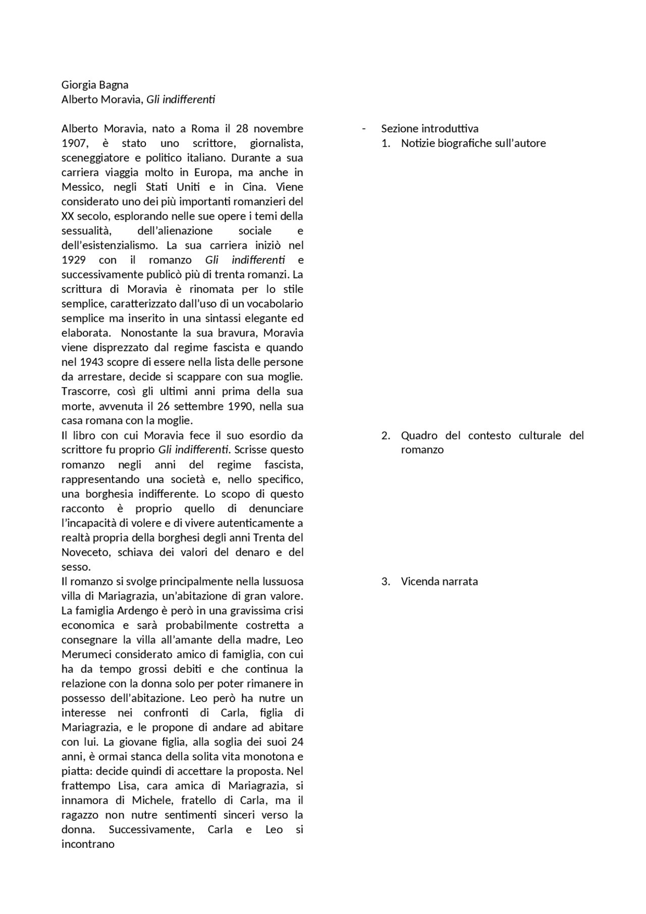 Scheda libro - Antonio Moravia, Gli indifferenti | Appunti di Italiano | Docsity